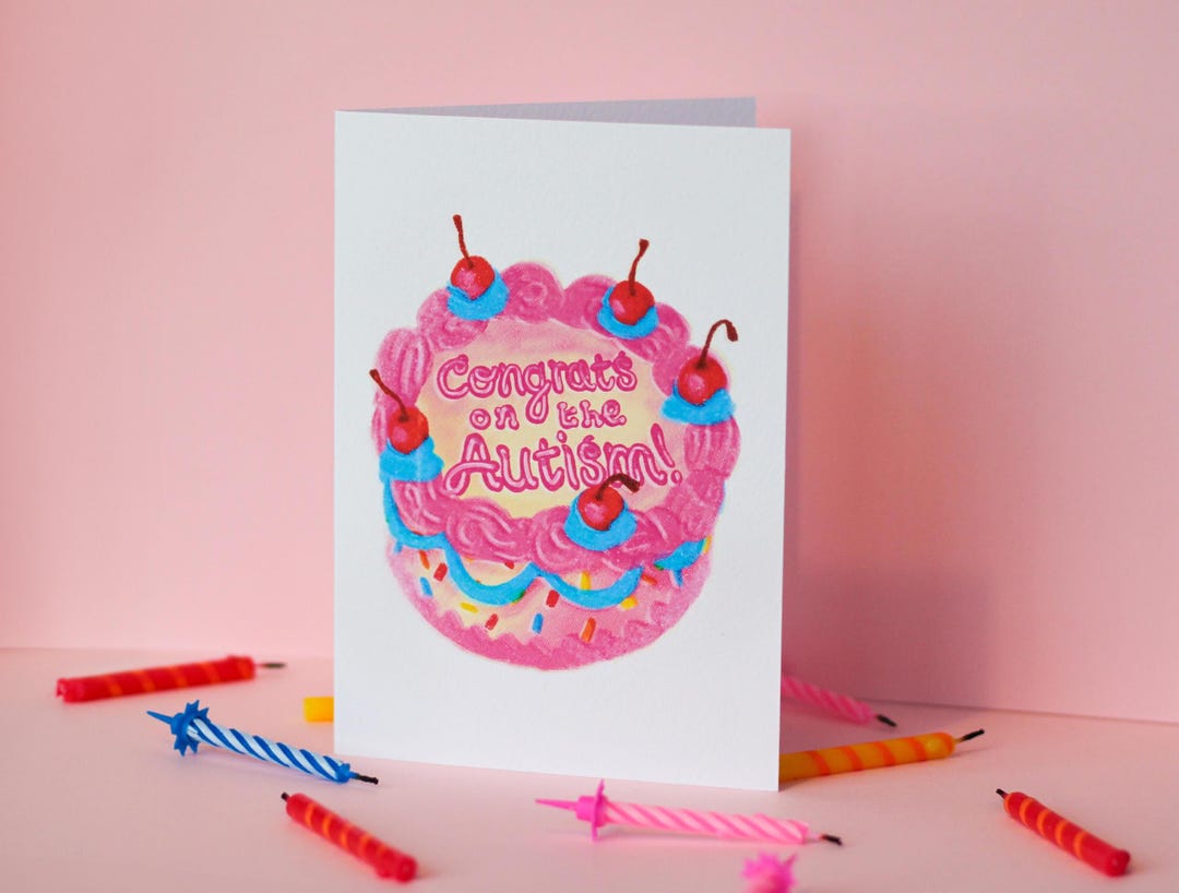 Congrats on the Autism Cake Card - A6, Late Diagnosis Gift ...