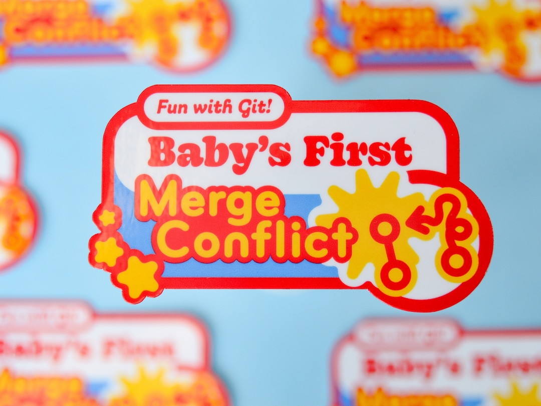 Baby's First Merge Conflict Vinyl Sticker - Github, Gift for Software ...