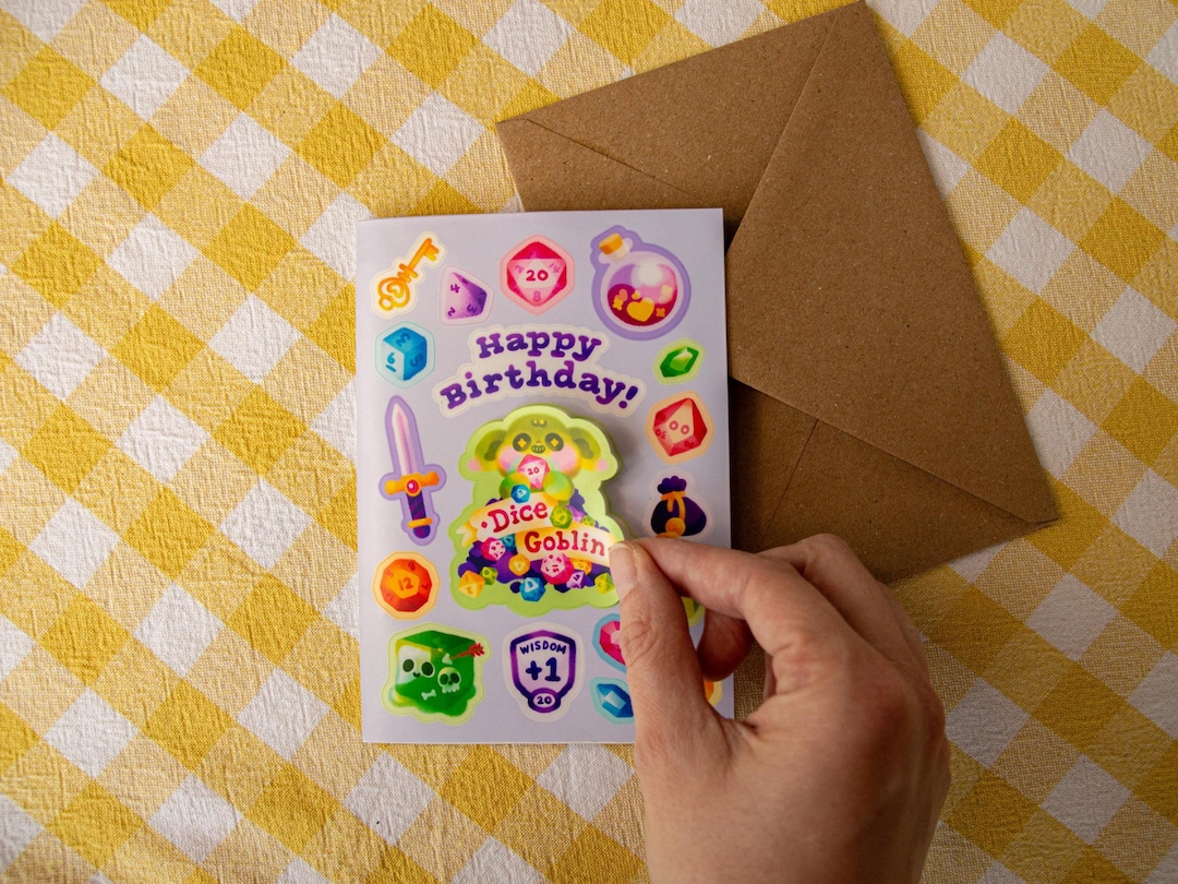 Dice Goblin Birthday Stickercard - Card / Sticker Sheet Combo! - Dnd ...