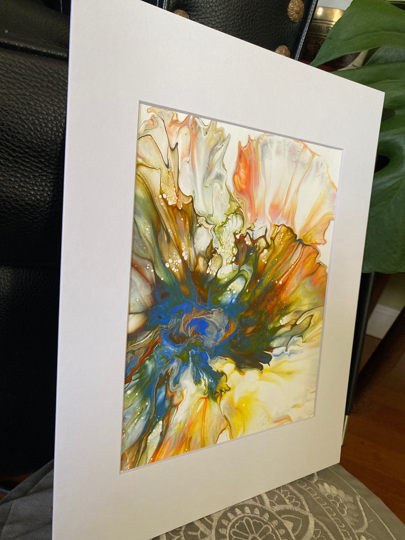 Ethereal Acrylic Pour Painting Original Abstract With Blues, Greens ...