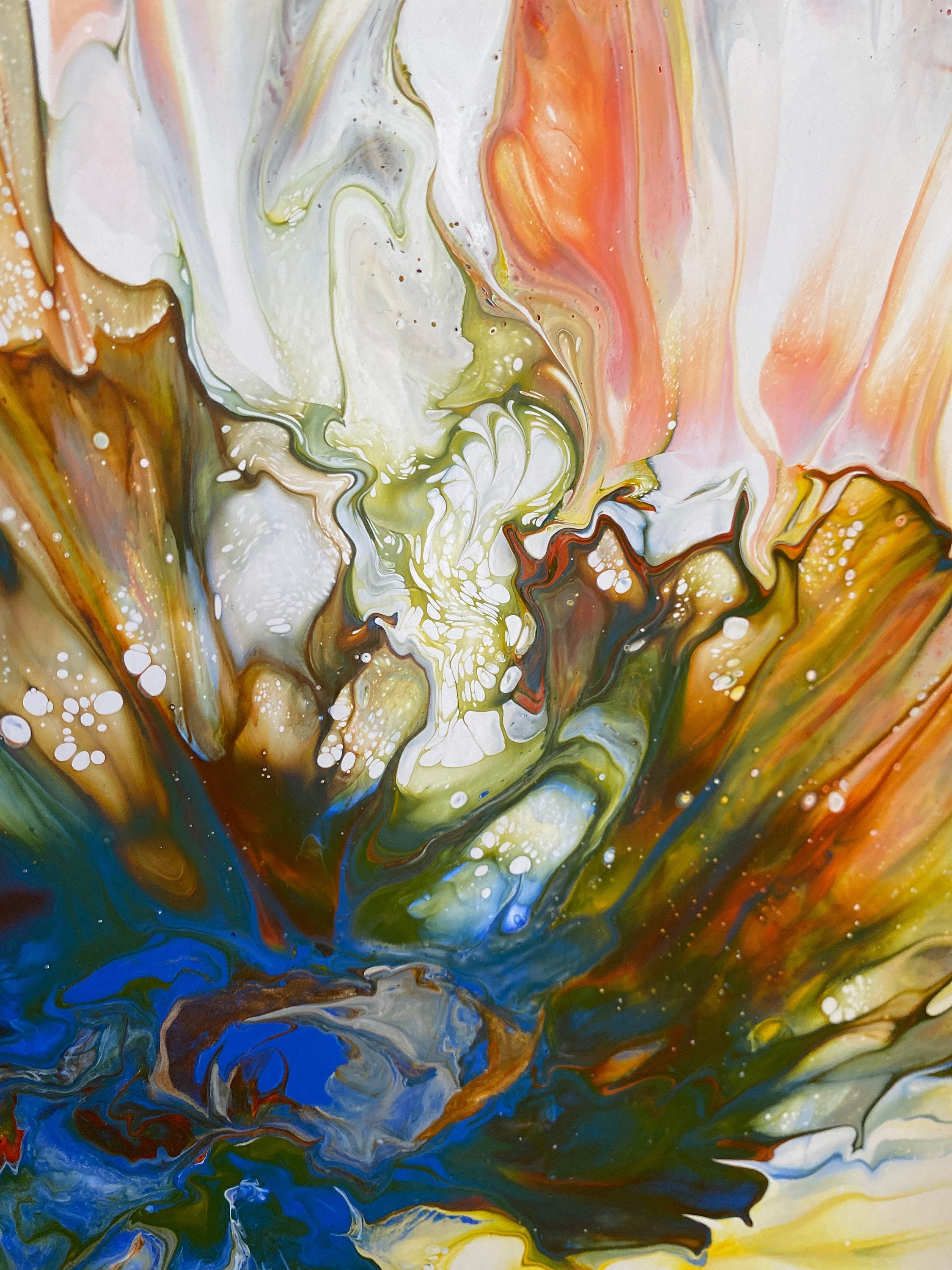 Ethereal Acrylic Pour Painting Original Abstract With Blues, Greens ...