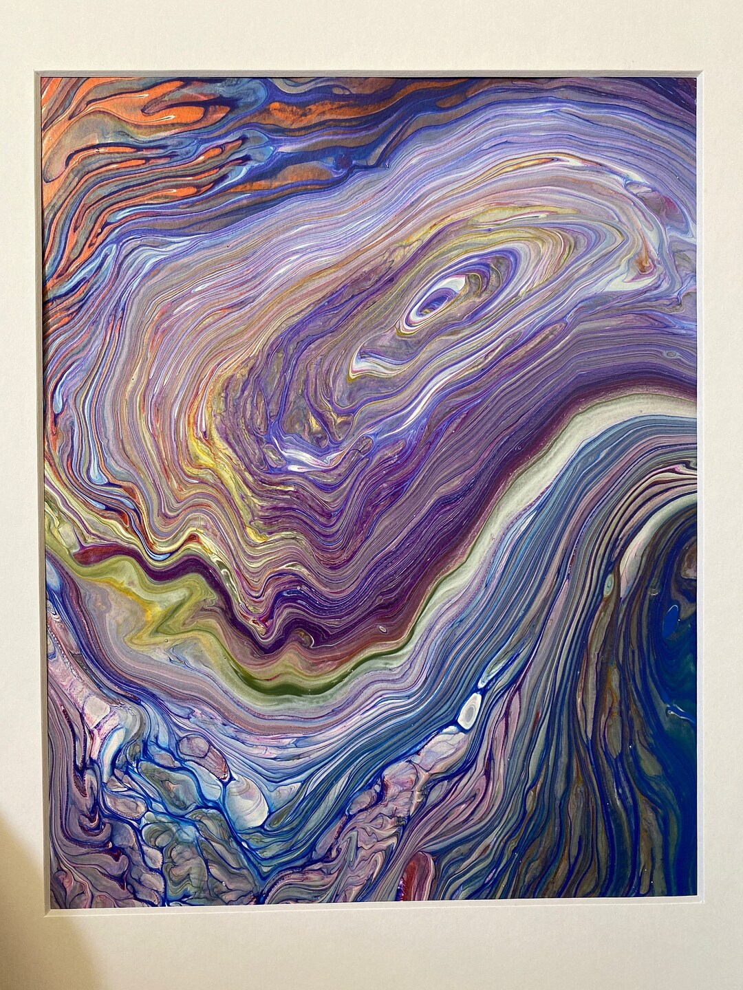 Purple, Blue, and Copper Acrylic Pour Painting Original Fluid Organic ...