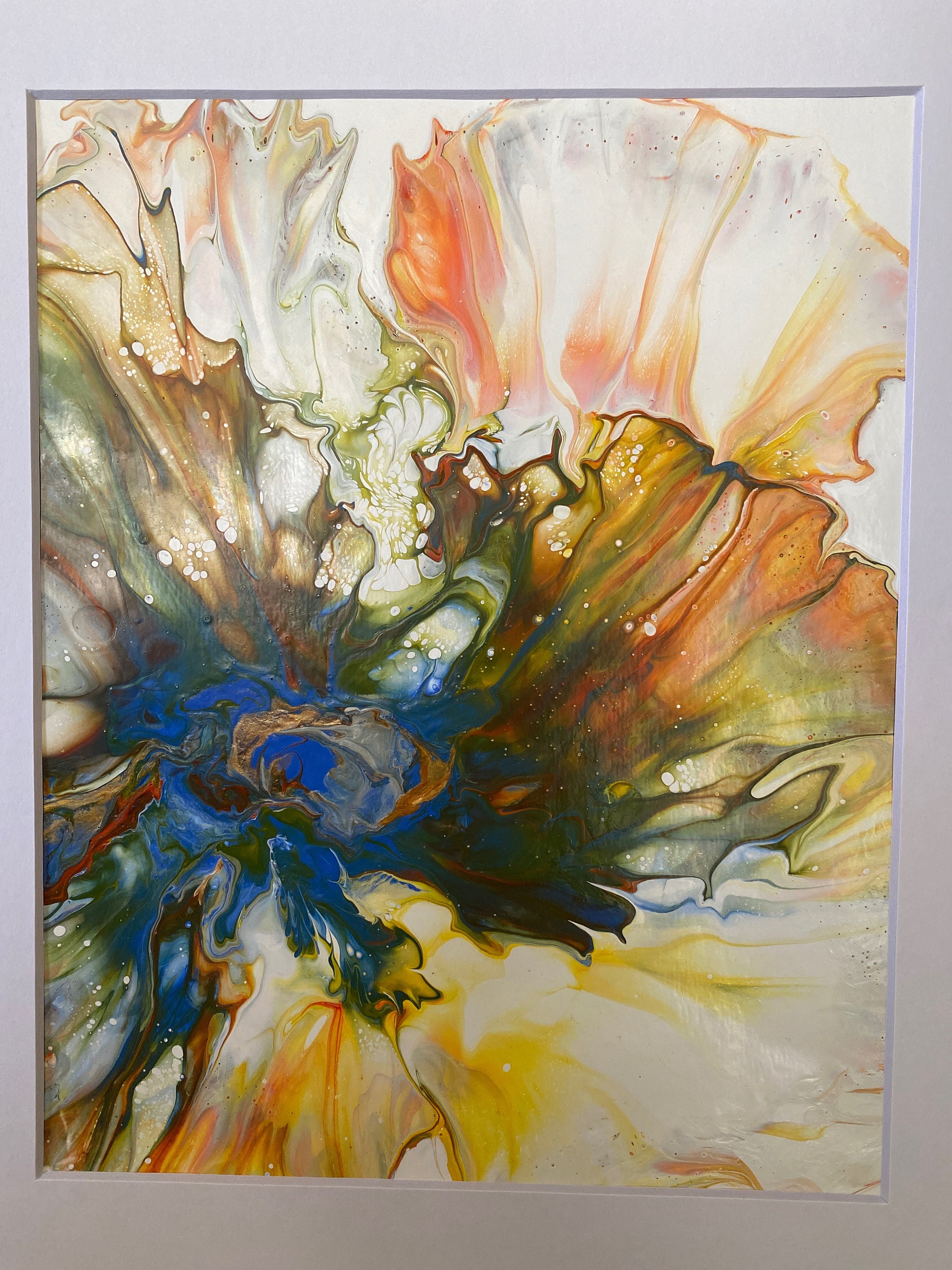 Ethereal Acrylic Pour Painting Original Abstract With Blues, Greens ...