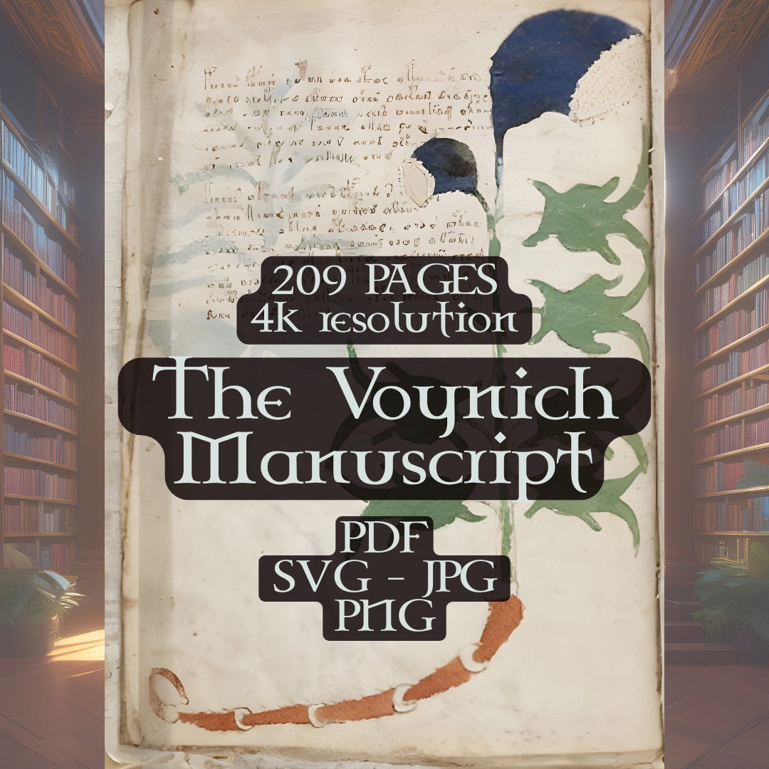 Voynich Manuscript High Resolution 4k, PDF Files, Jpg, Svg, Png, Instant Download, Alchemy Magic ...