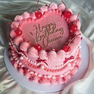 Personalised Cake Name Charm, Custom Glitter Mirror Cake Charm, Happy ...