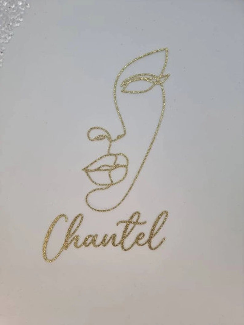 Line Art Face Cake Topper Charm Name Set, Abstract Line Art Cake Topper ...