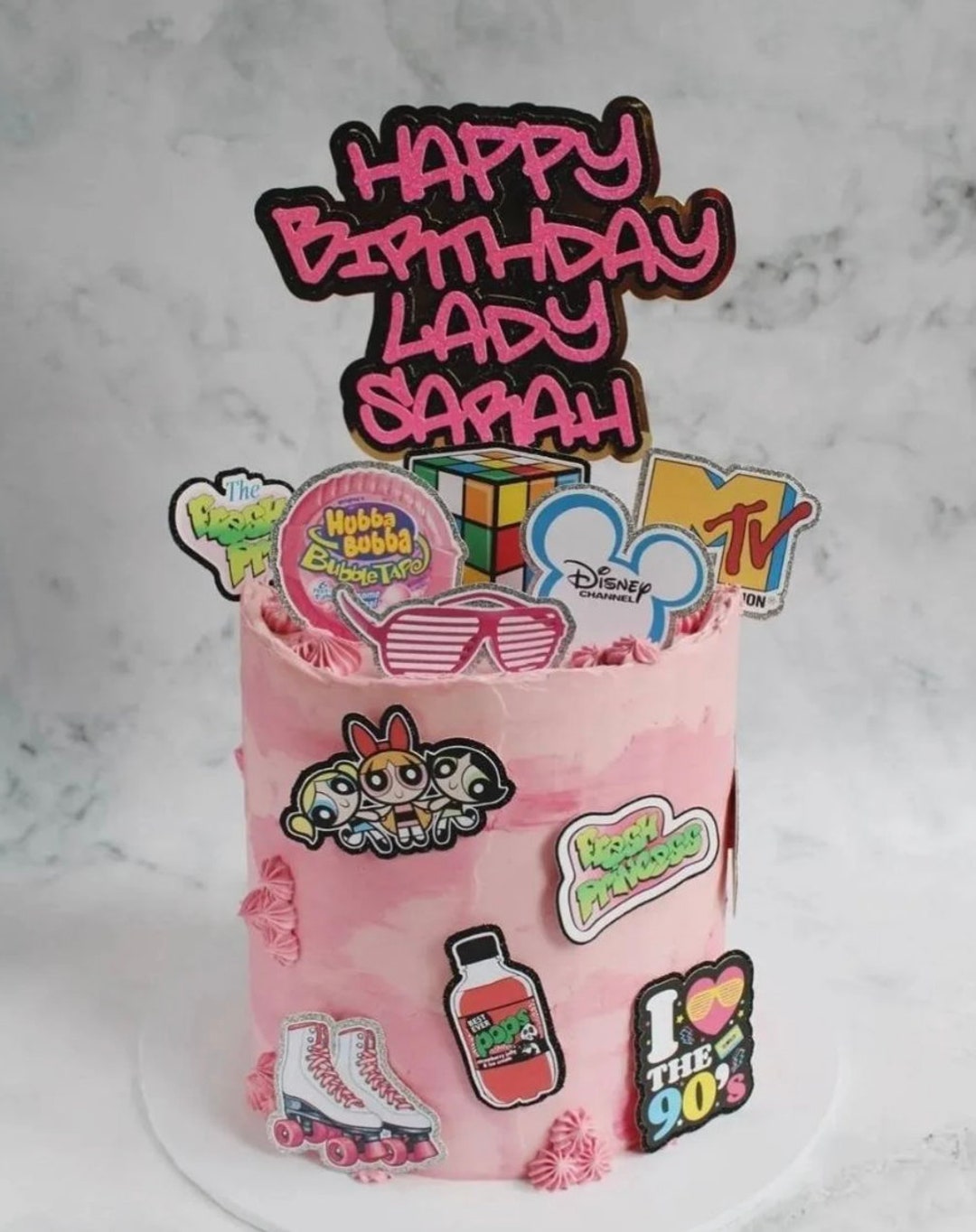 90s Theme Cake Cupcake Topper Set, Personalised 90s Old School Graffiti ...
