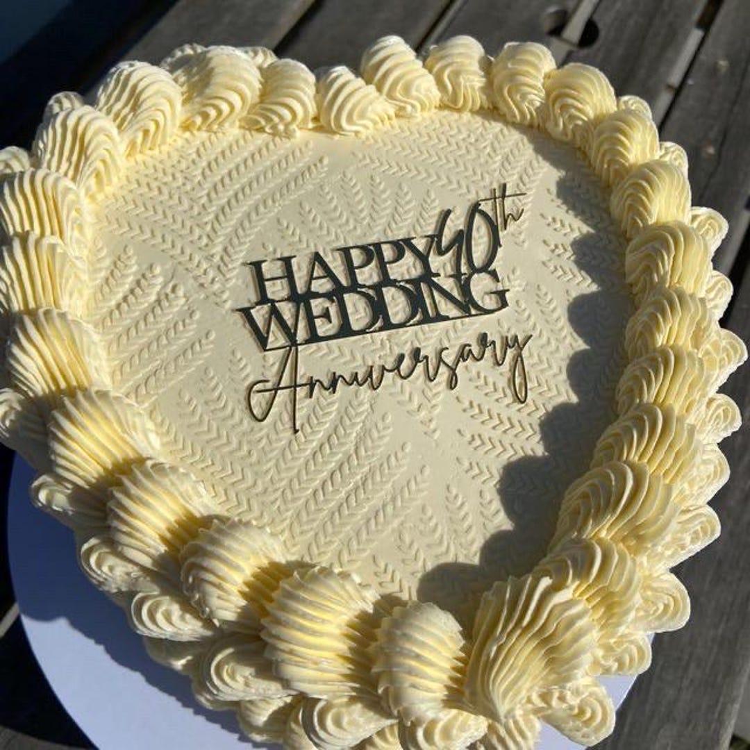 Happy Wedding Anniversary Charm, Custom Glitter Mirror Cake Charm ...