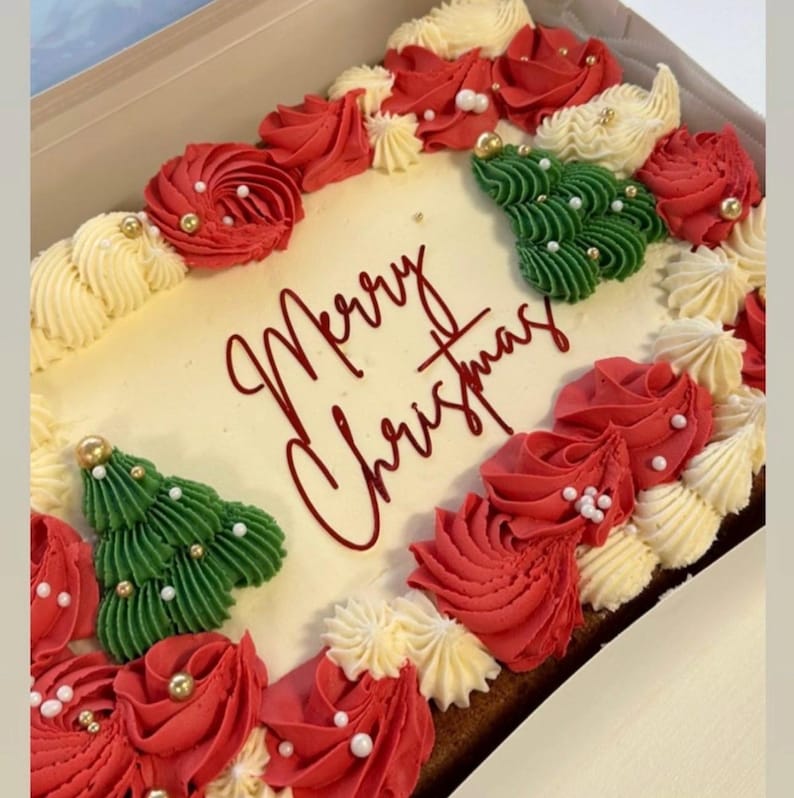 Merry Christmas Cake Name Charm, Custom Glitter Mirror Cake Charm ...