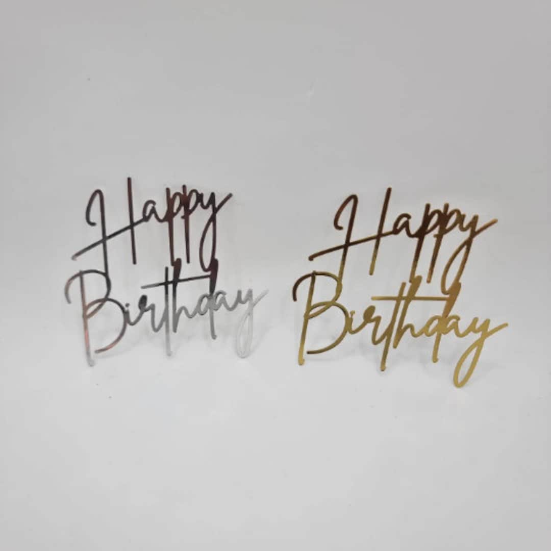 Personalised Cake Name Charm, Custom Glitter Mirror Cake Charm, Happy ...