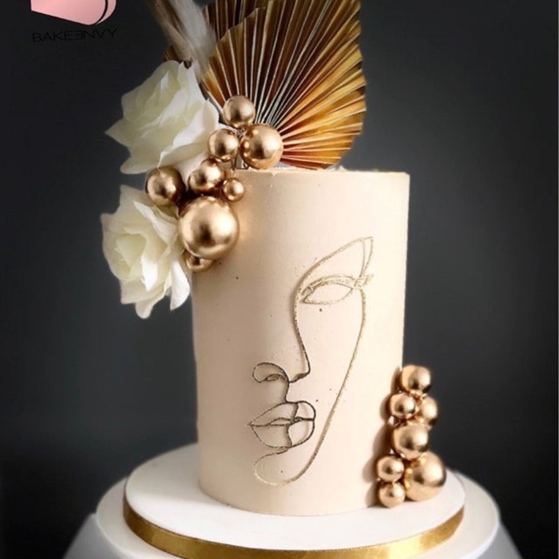 Line Art Face Cake Topper Charm, Abstract Line Art Cake Topper, Lady ...