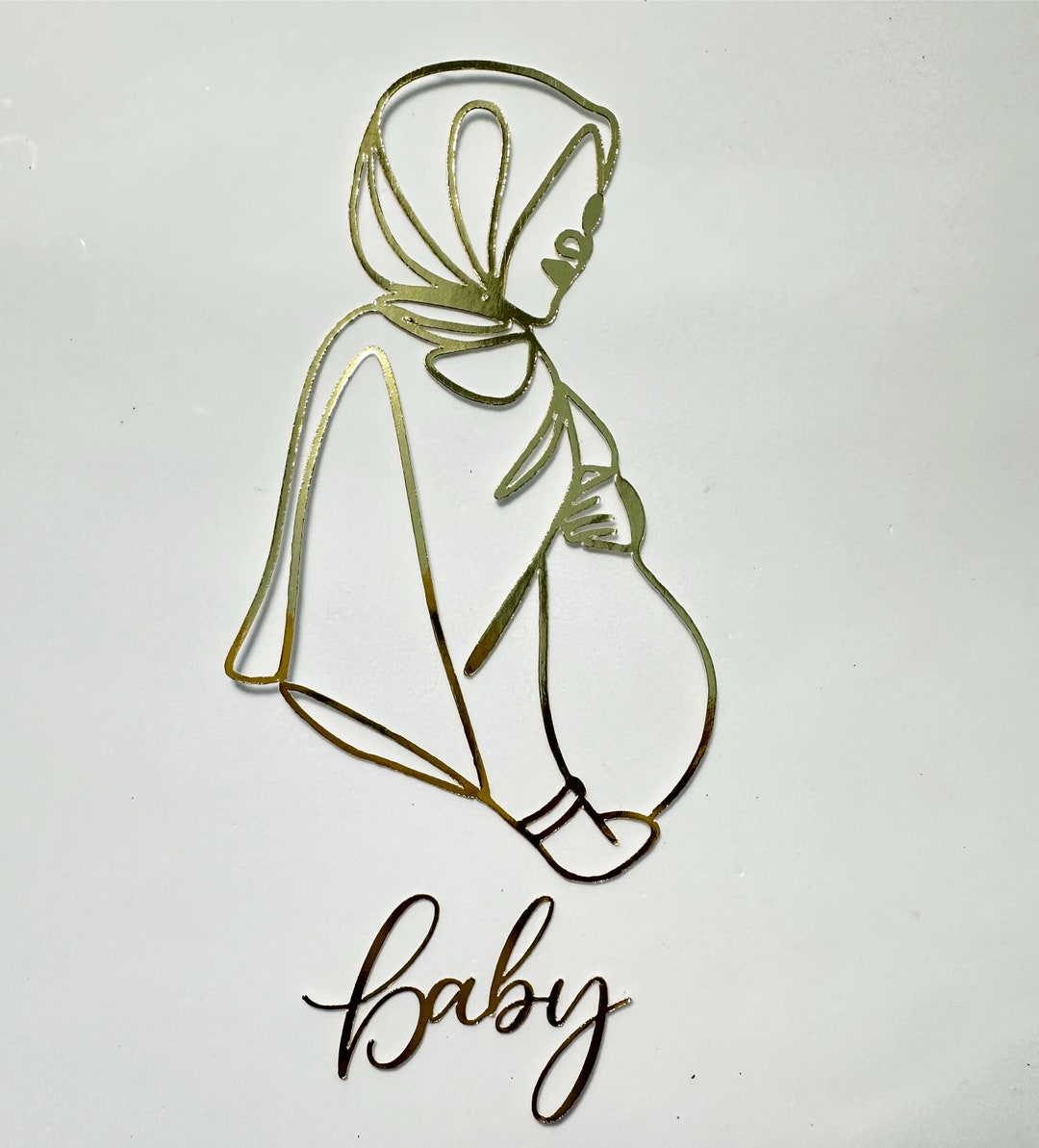 Line Art Pregnant Lady Cake Topper Charm, Abstract Line Art Cake Topper ...