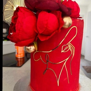 Line Art Face Cake Topper Charm, Abstract Line Art Cake Topper, Woman ...