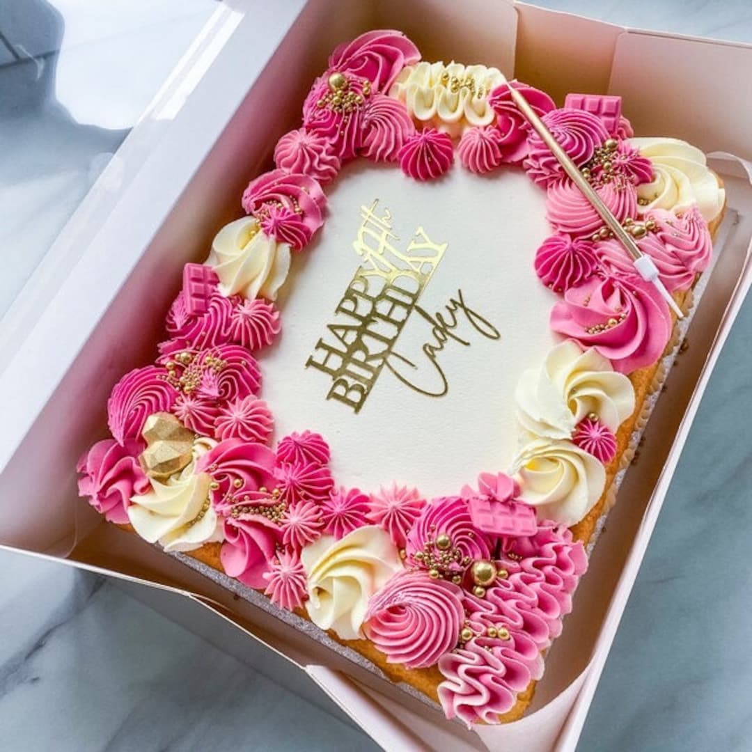 Personalised Cake Name Charm, Custom Glitter Mirror Cake Charm, Happy ...