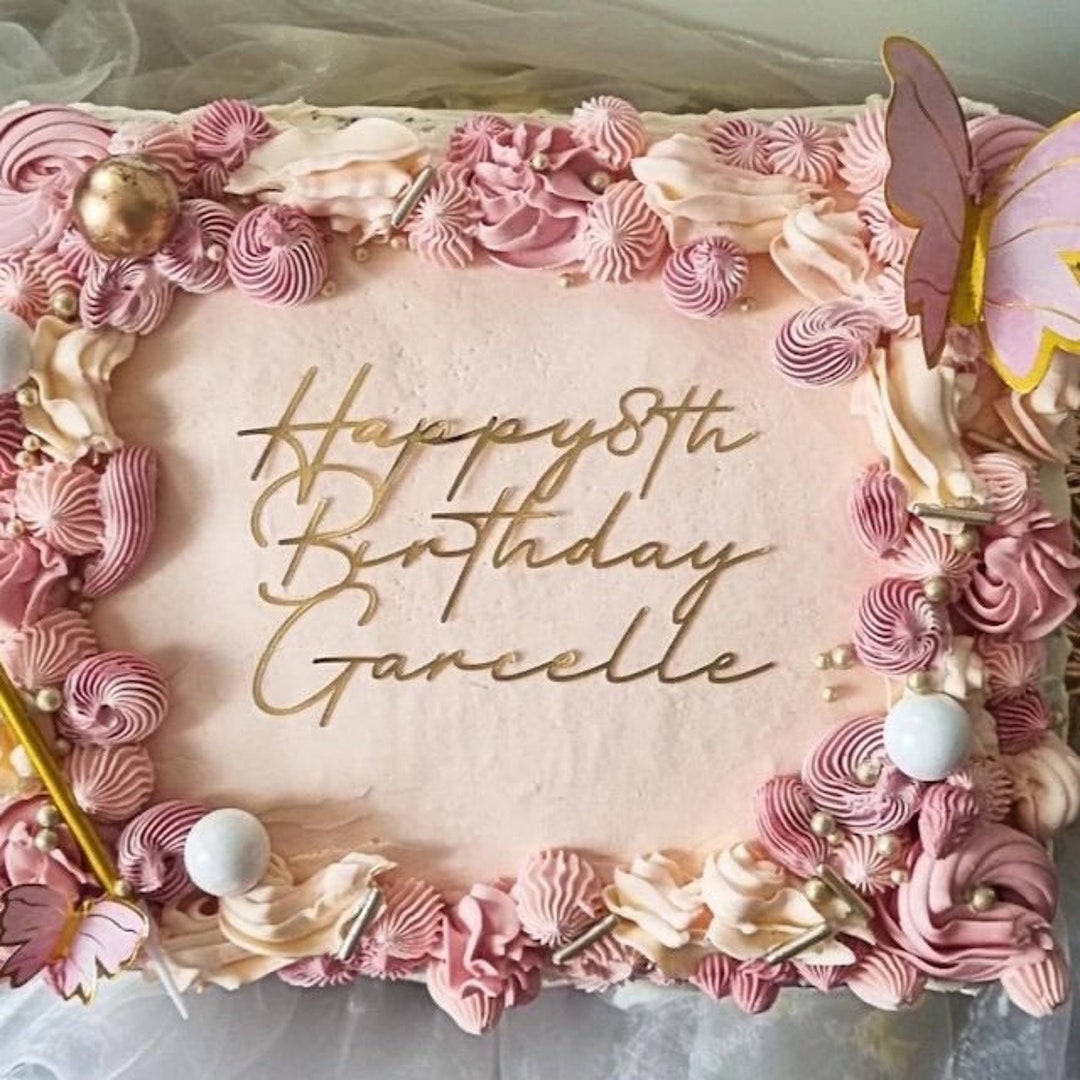 Personalised Cake Name Charm, Custom Glitter Mirror Cake Charm, Happy ...