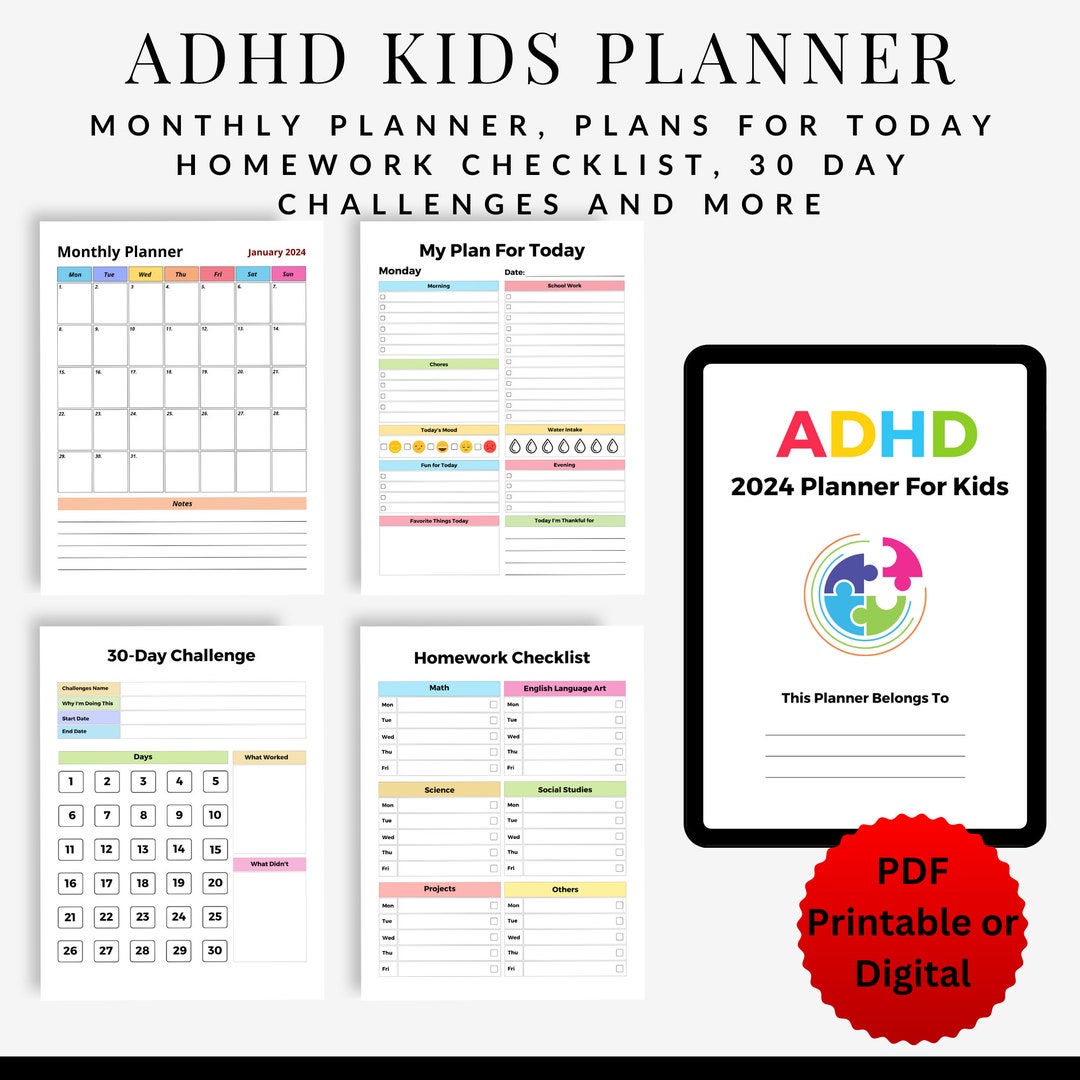 2024 Kids ADHD Planner: Fun & Interactive Digital/printable Guide - Etsy