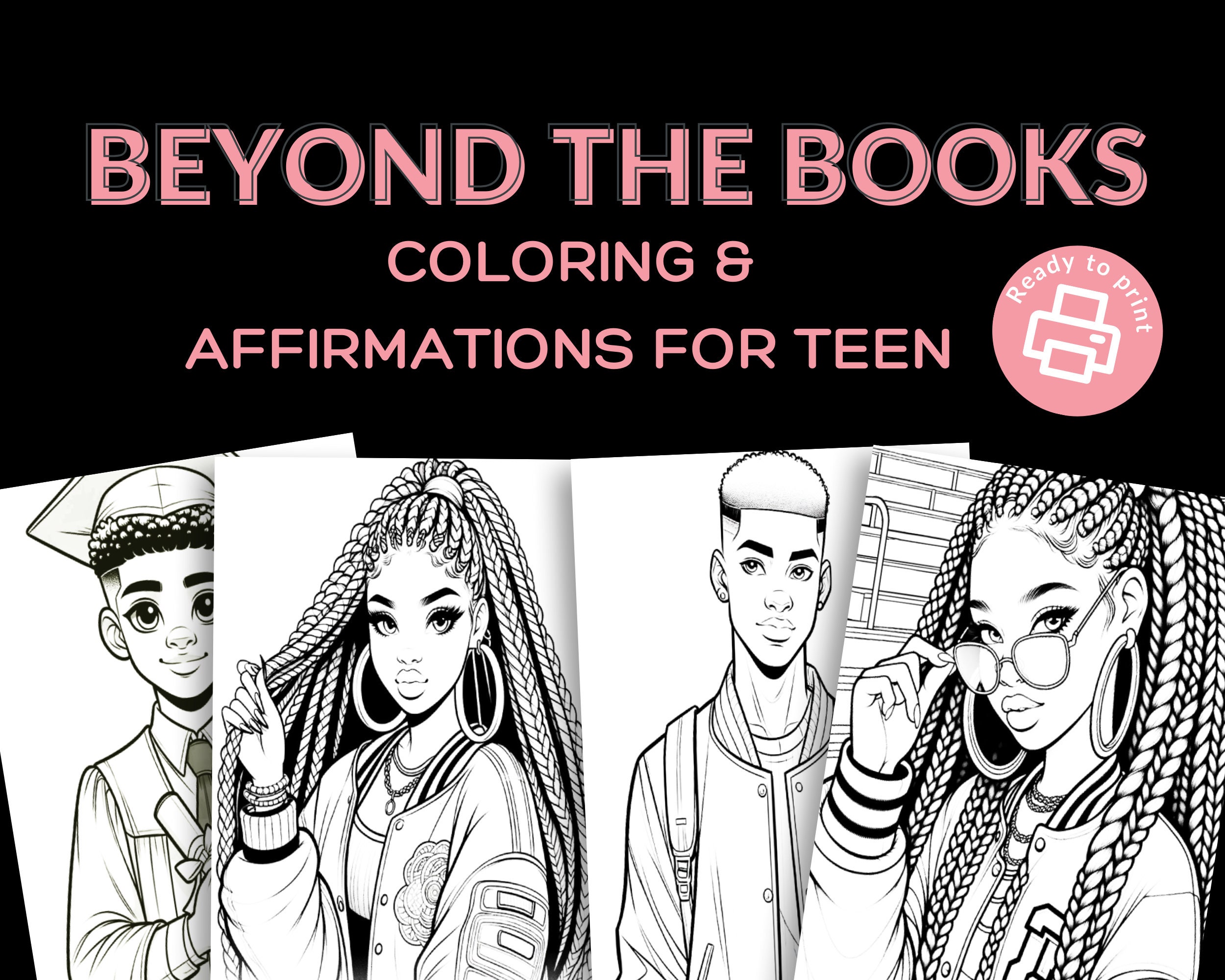 Teen Affirmation Digital Coloring Book Mindfulness and Growth 76-page ...