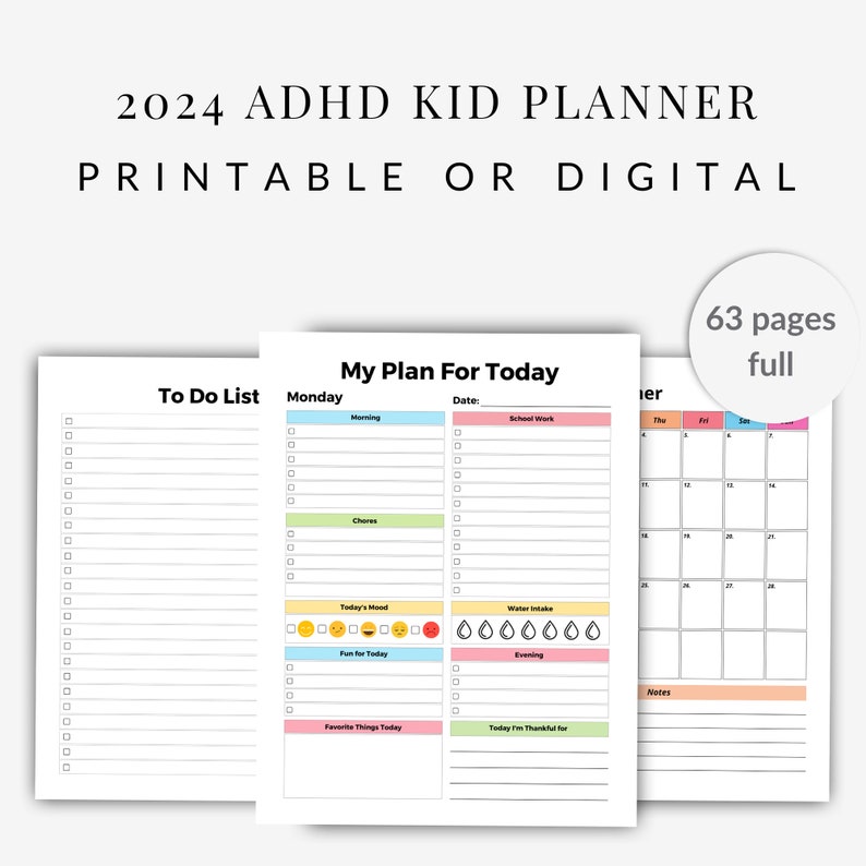 2024 Kids ADHD Planner: Fun & Interactive Digital/printable Guide - Etsy