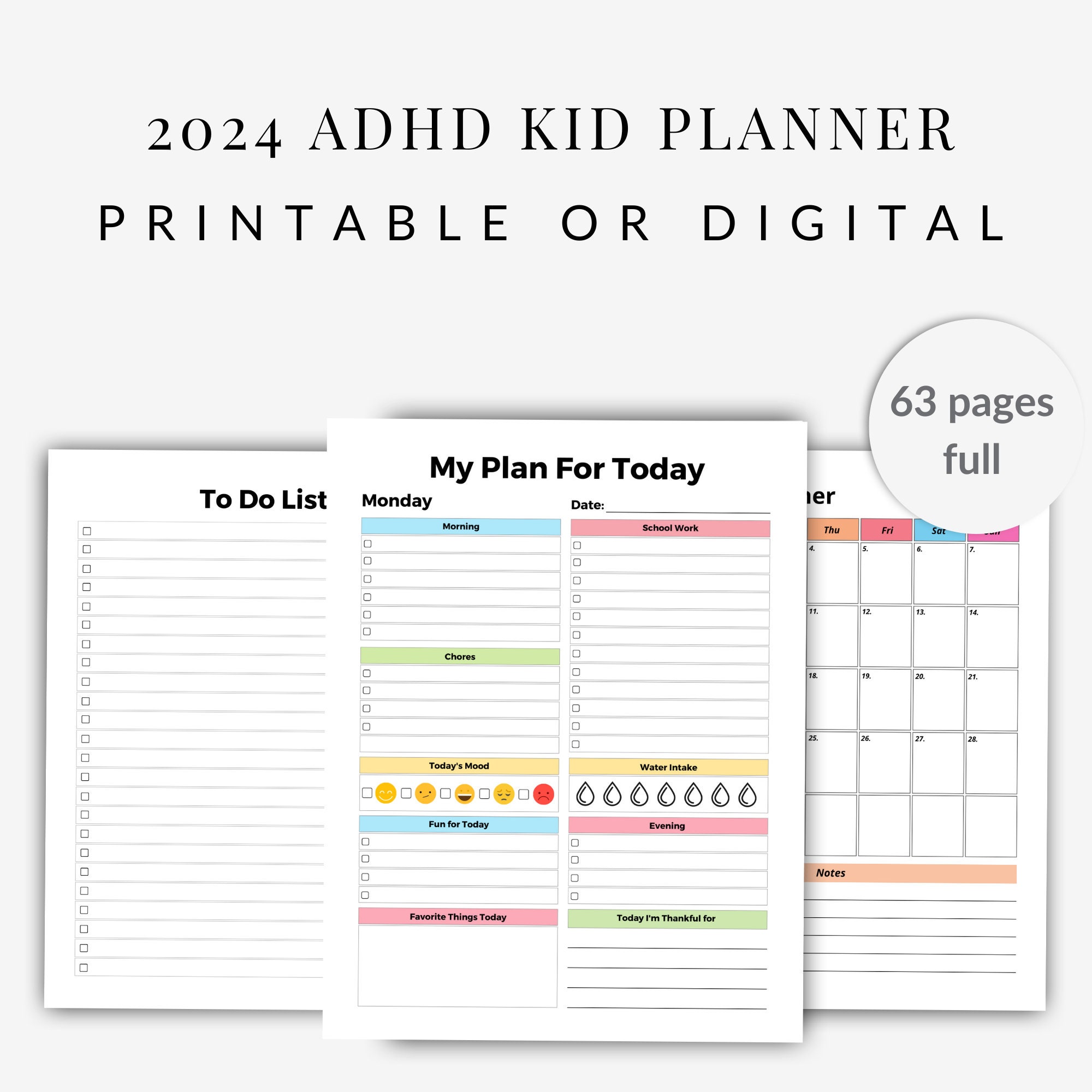 2024 Kids ADHD Planner: Fun & Interactive Digital/printable Guide - Etsy