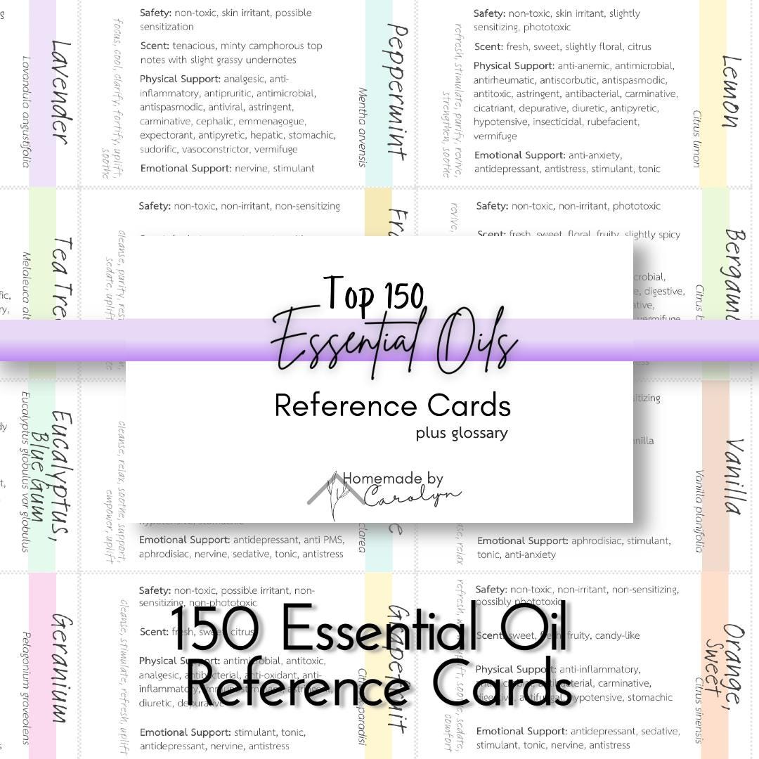150 Essential Oil Reference Cards Set - Etsy