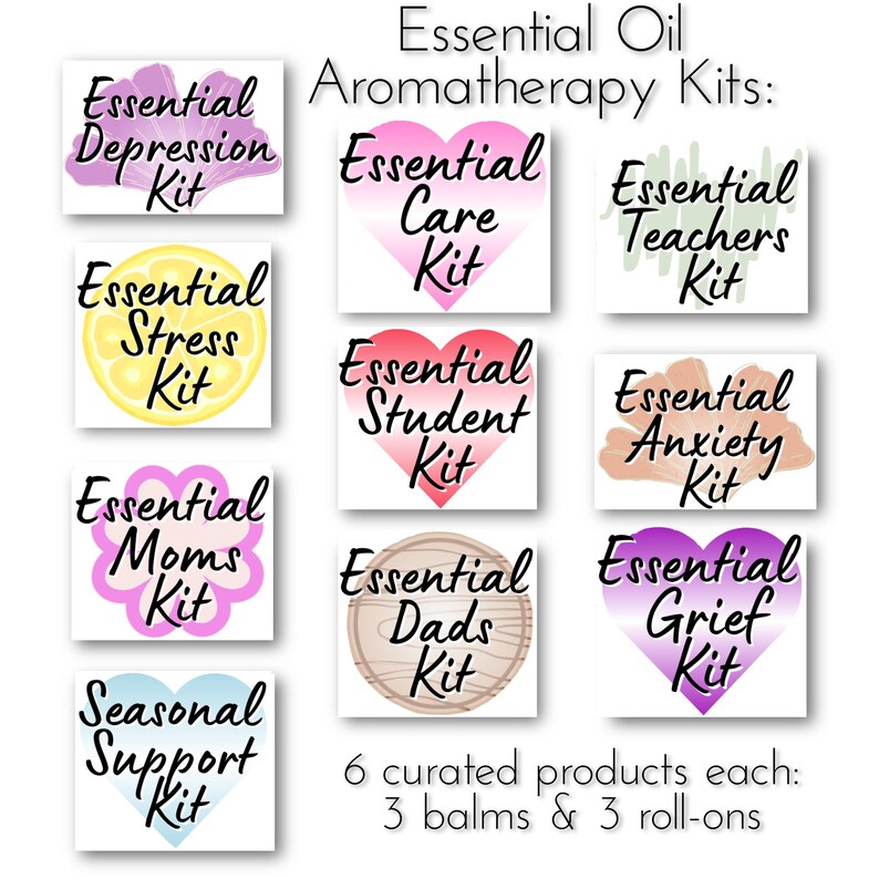 Stress Gift Box Aromatherapy Kit 3 Balms & 3 Roll-ons Essential Oil ...