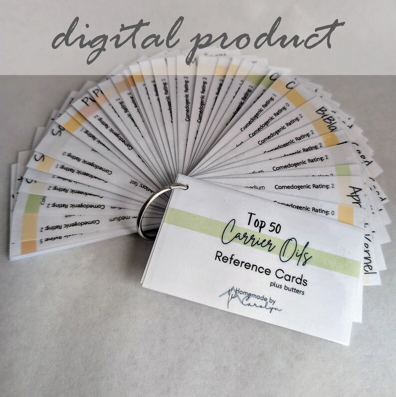 50+ Carrier Oils and Butters Reference Cards ~ Digital Download - Etsy