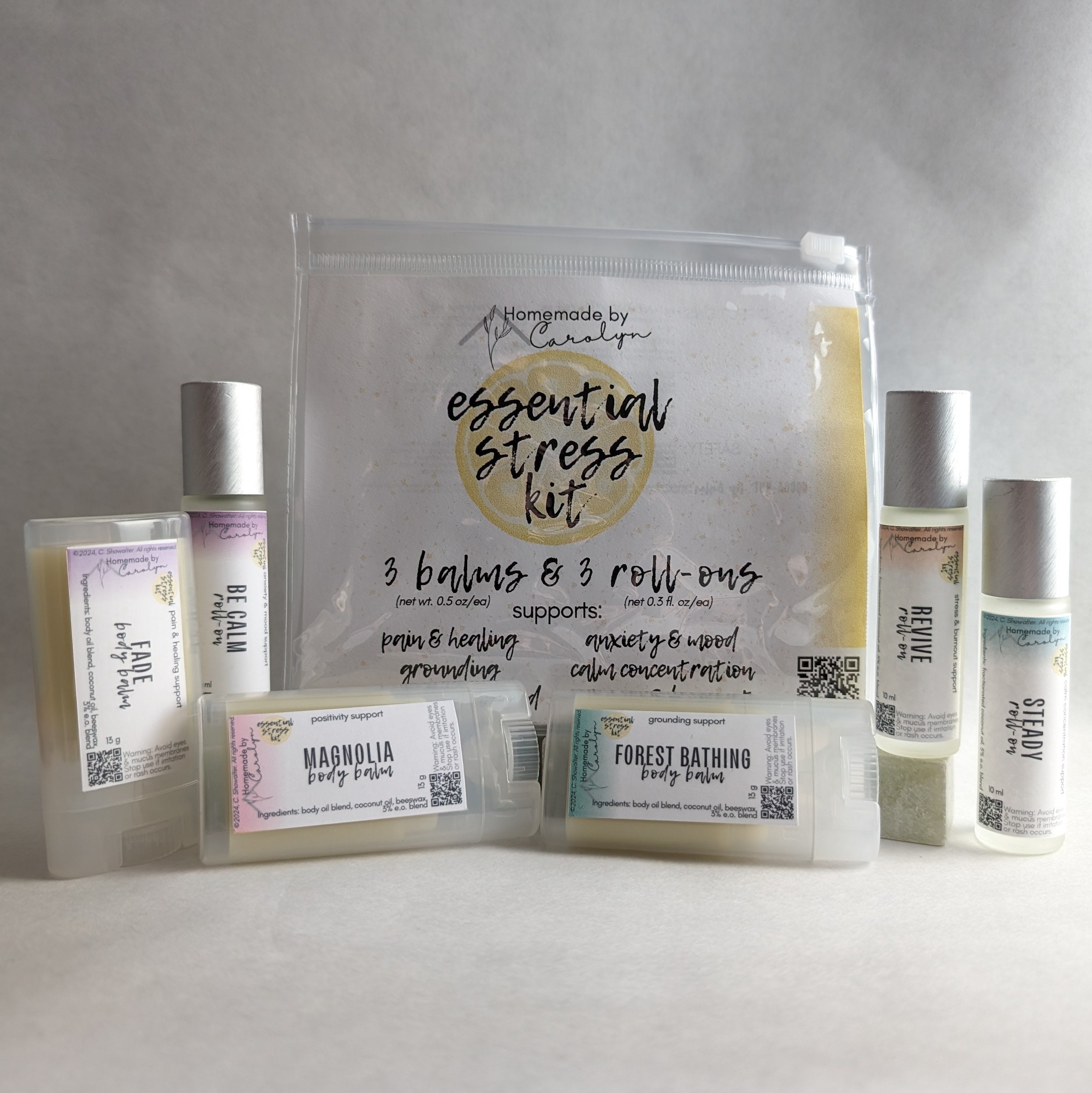 Stress Gift Box Aromatherapy Kit 3 Balms & 3 Roll-ons Essential Oil ...