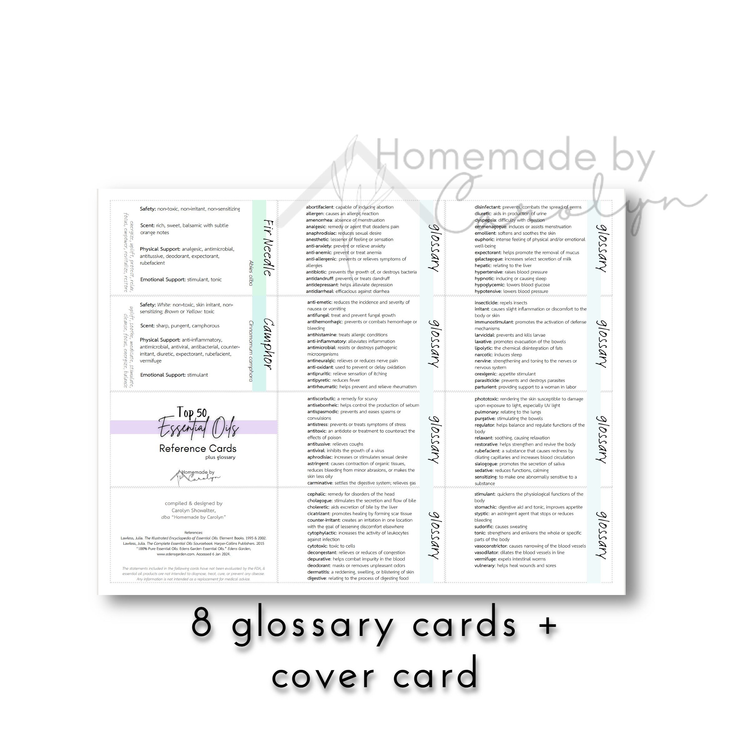 50 Essential Oil Reference Cards Digital Download - Etsy