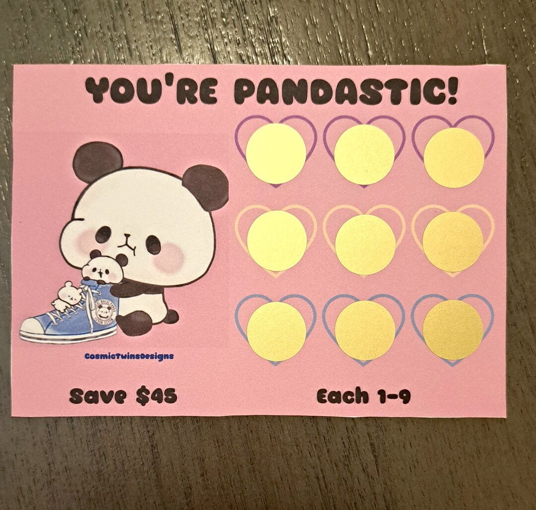 You're Pandastic Cute Panda Savings Scratchoff Challenge low Numbers - Etsy