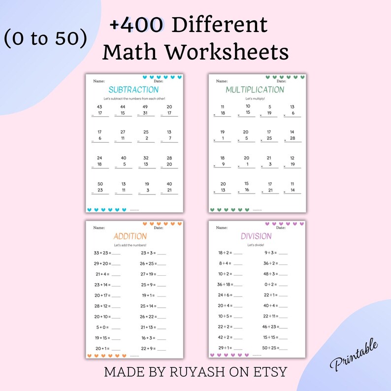 400 Kindergarten Math Worksheets, Printable Math Worksheets, Explore ...