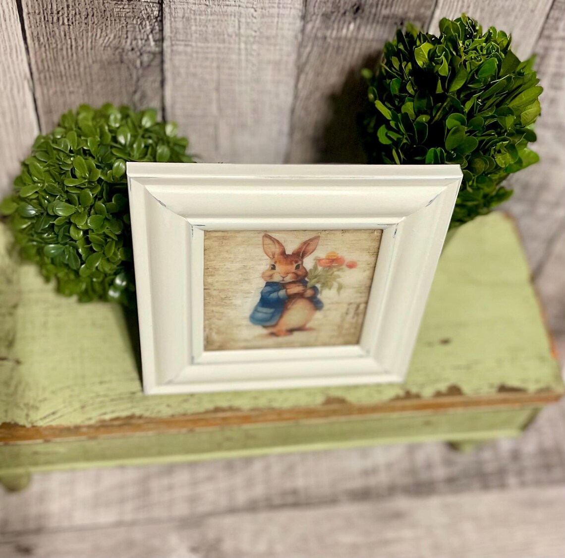 Spring Decorating Rabbit Tray Home Decore, Rustic Bunny Vintage Easter ...