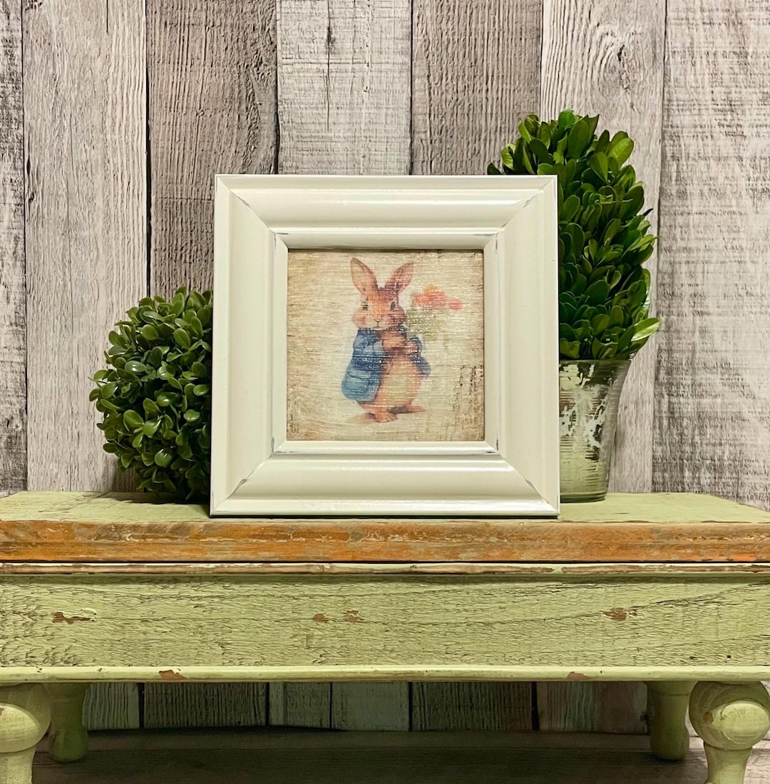 Spring Decorating Rabbit Tray Home Decore, Rustic Bunny Vintage Easter ...