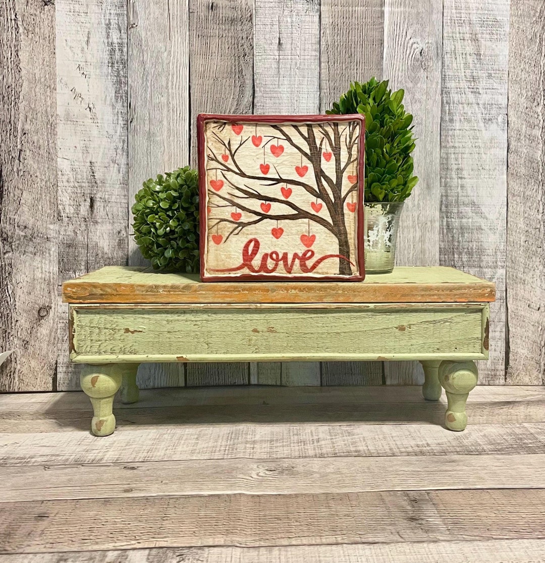 Valentines Day Decor Tree of Love Prim Heart Table & Tray, Spring ...
