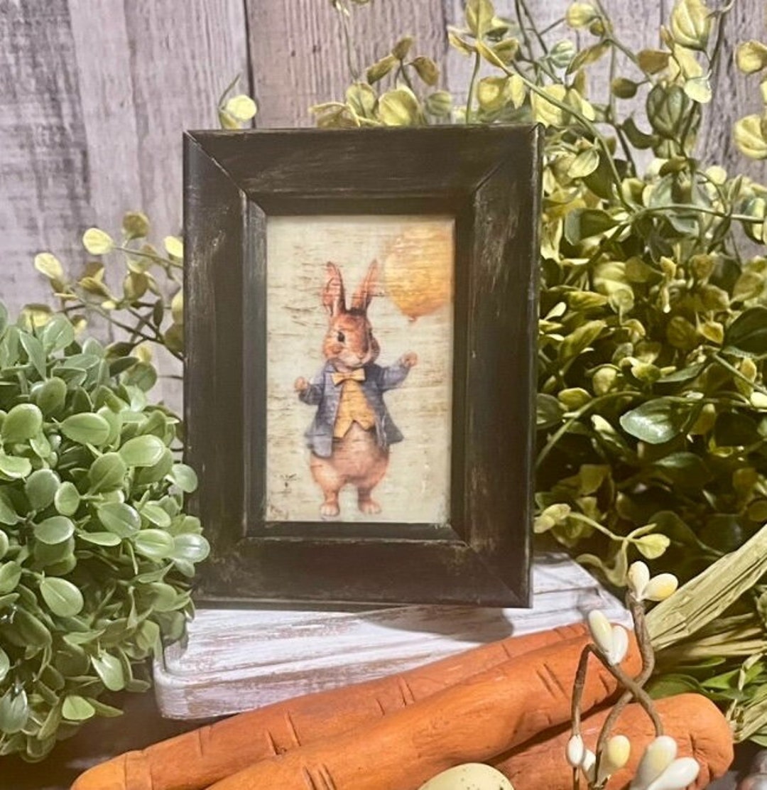 Bunny Rabbit Tiered Tray Decorations, Farmhouse Decorator Gift for ...