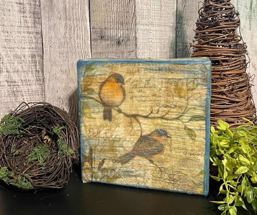 Eastern Bluebird Blue Border Home Decor, Bird Lovers Gift, Vintage Home ...
