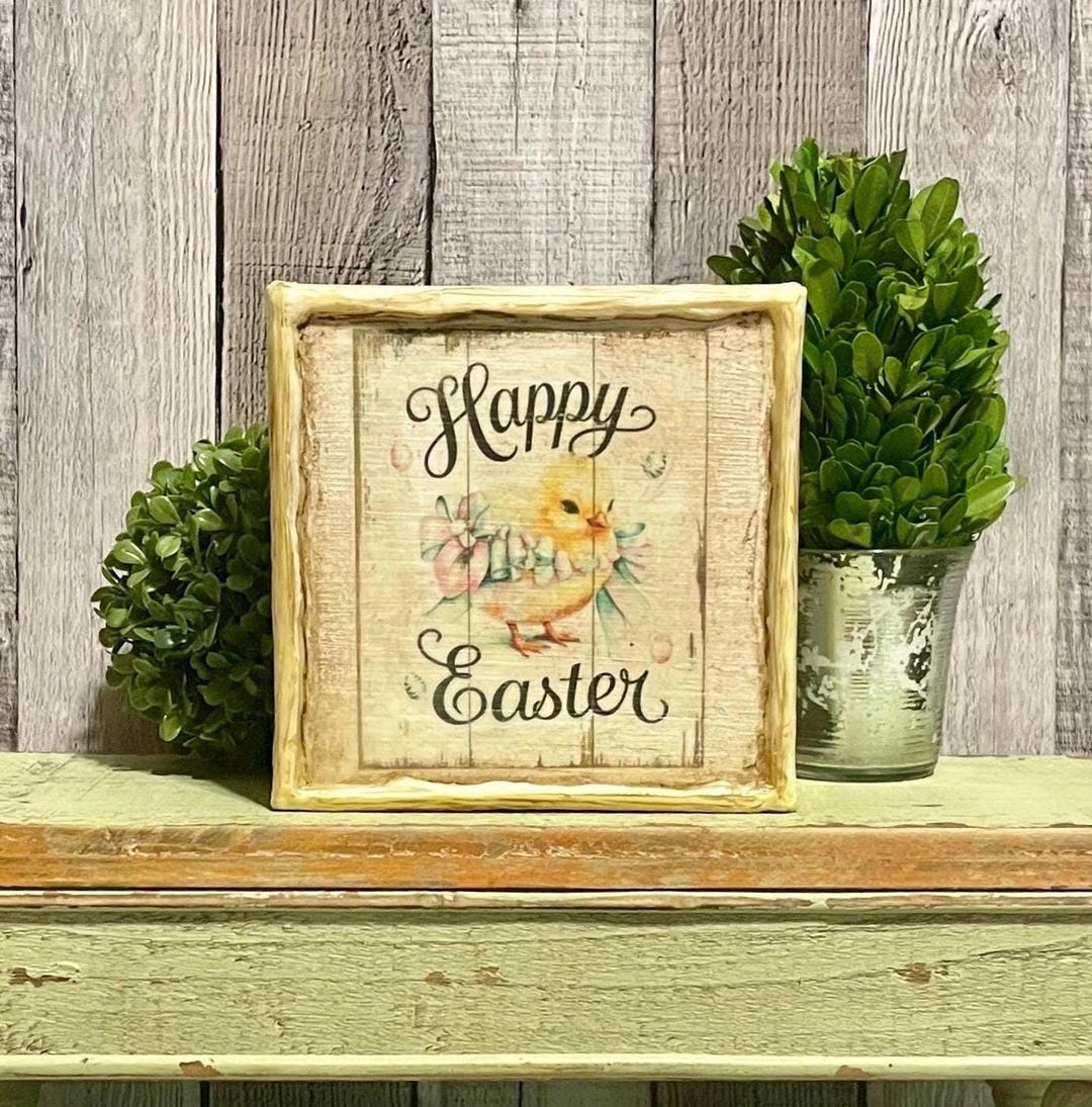 Spring Decorating Easter Chick Sign, Vintage Shabby Chic Cottage ...