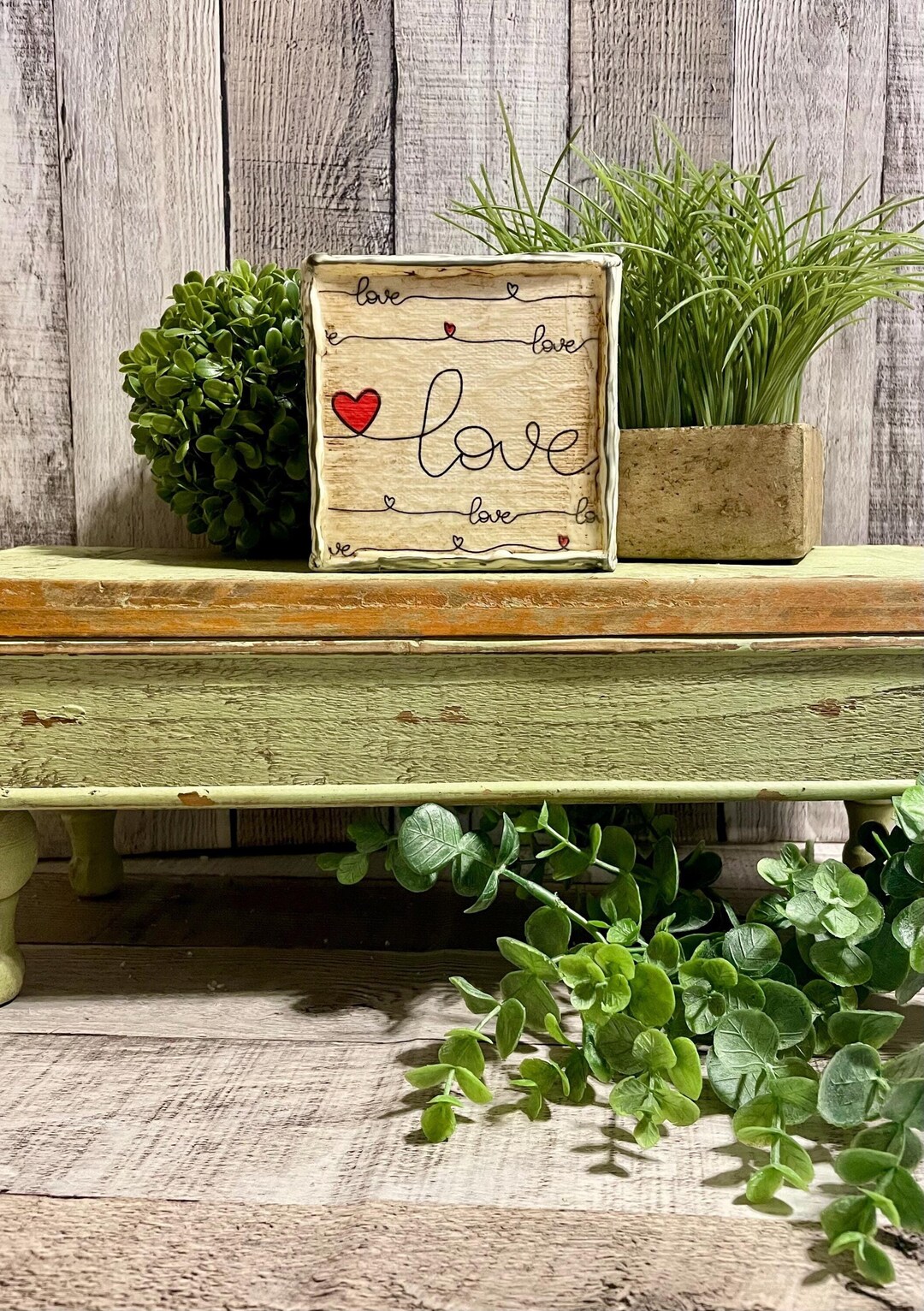 Valentine Day Decorating, Script & Hearts Love Canvas Home Tray and ...
