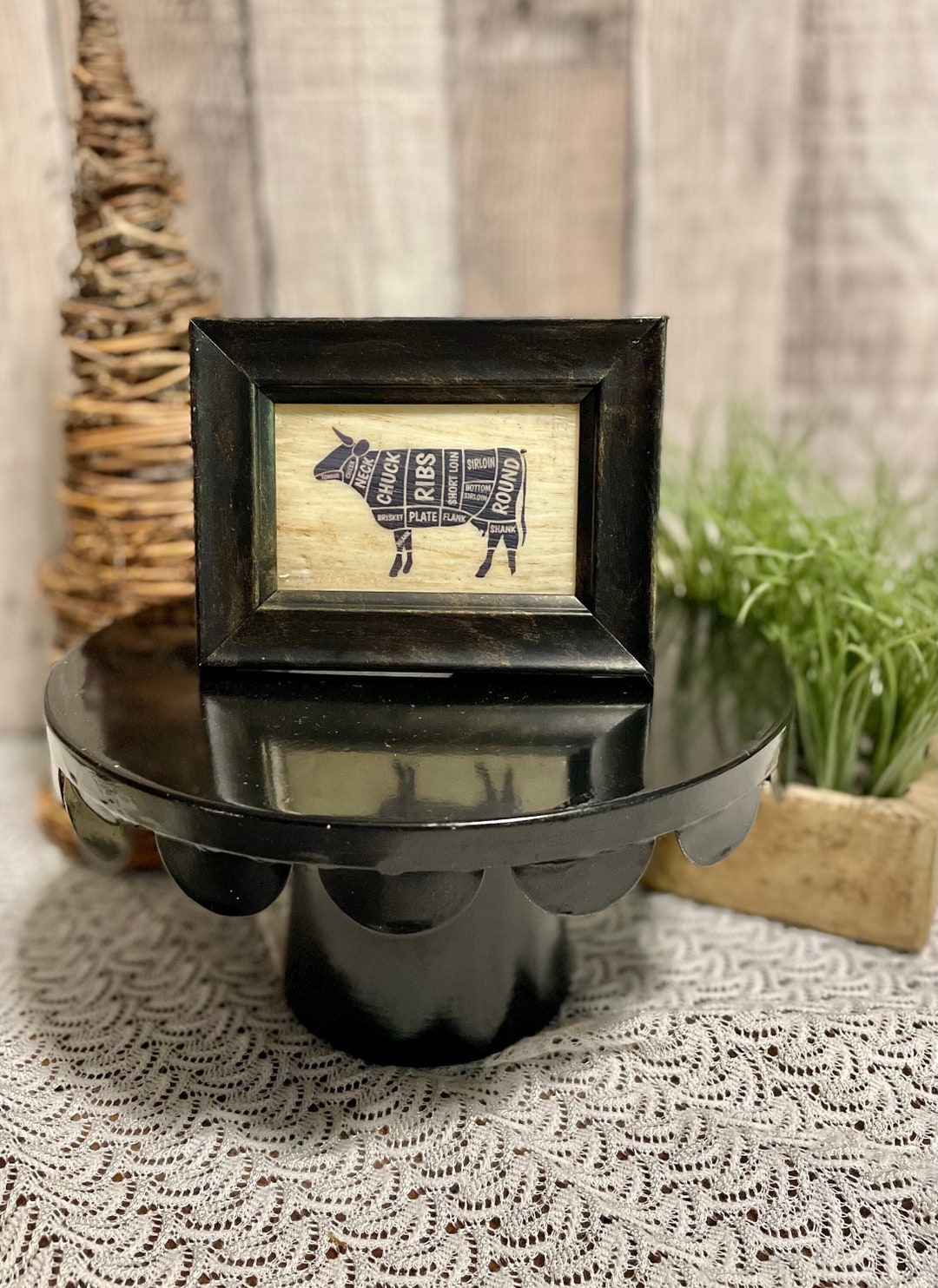Farmhouse Tray Decorating, Vintage Style Farmers Market Cow Mini Frame ...