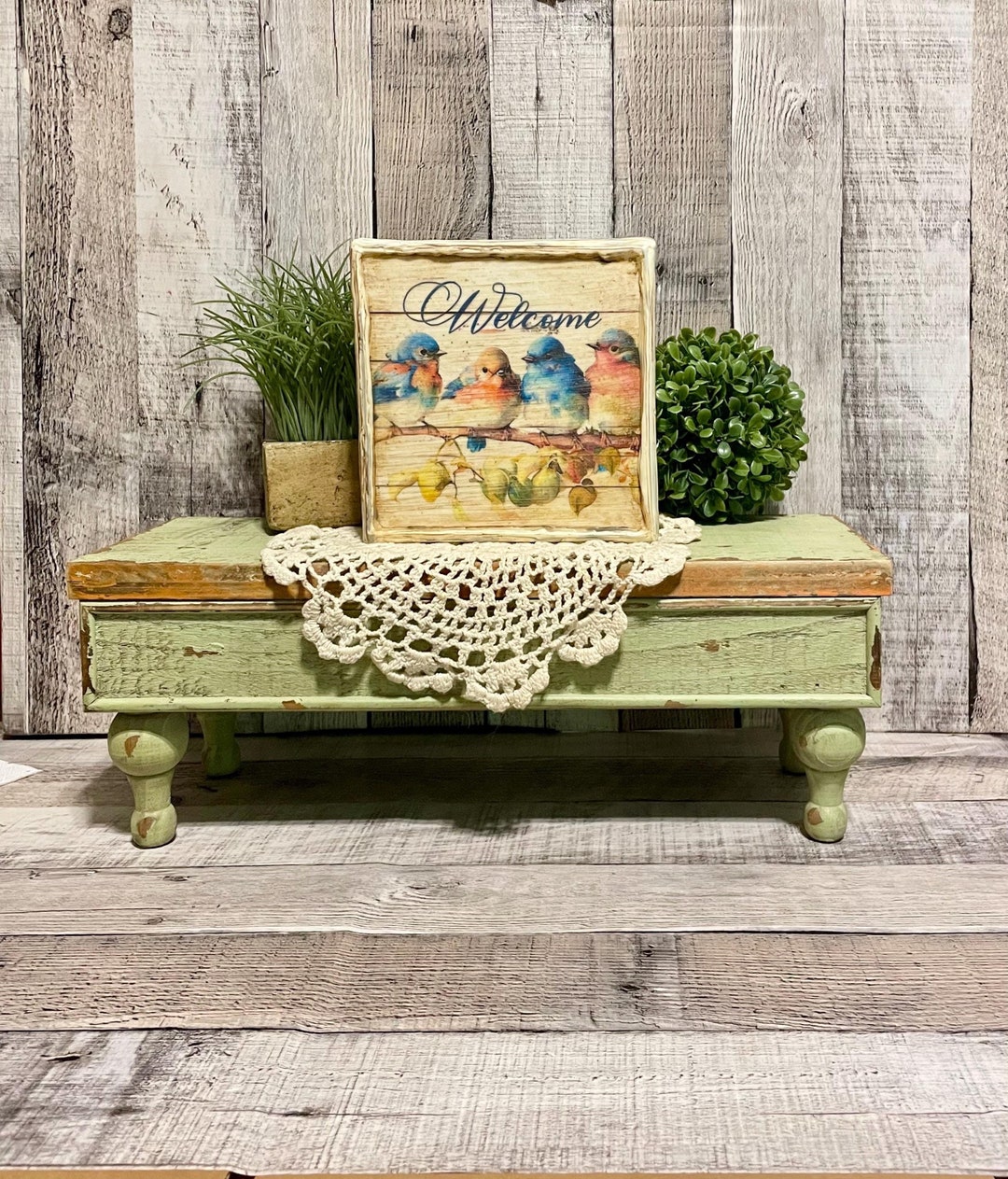 Rustic Spring Decorating, Birds on Branch Welcome Sign Cottage Home ...