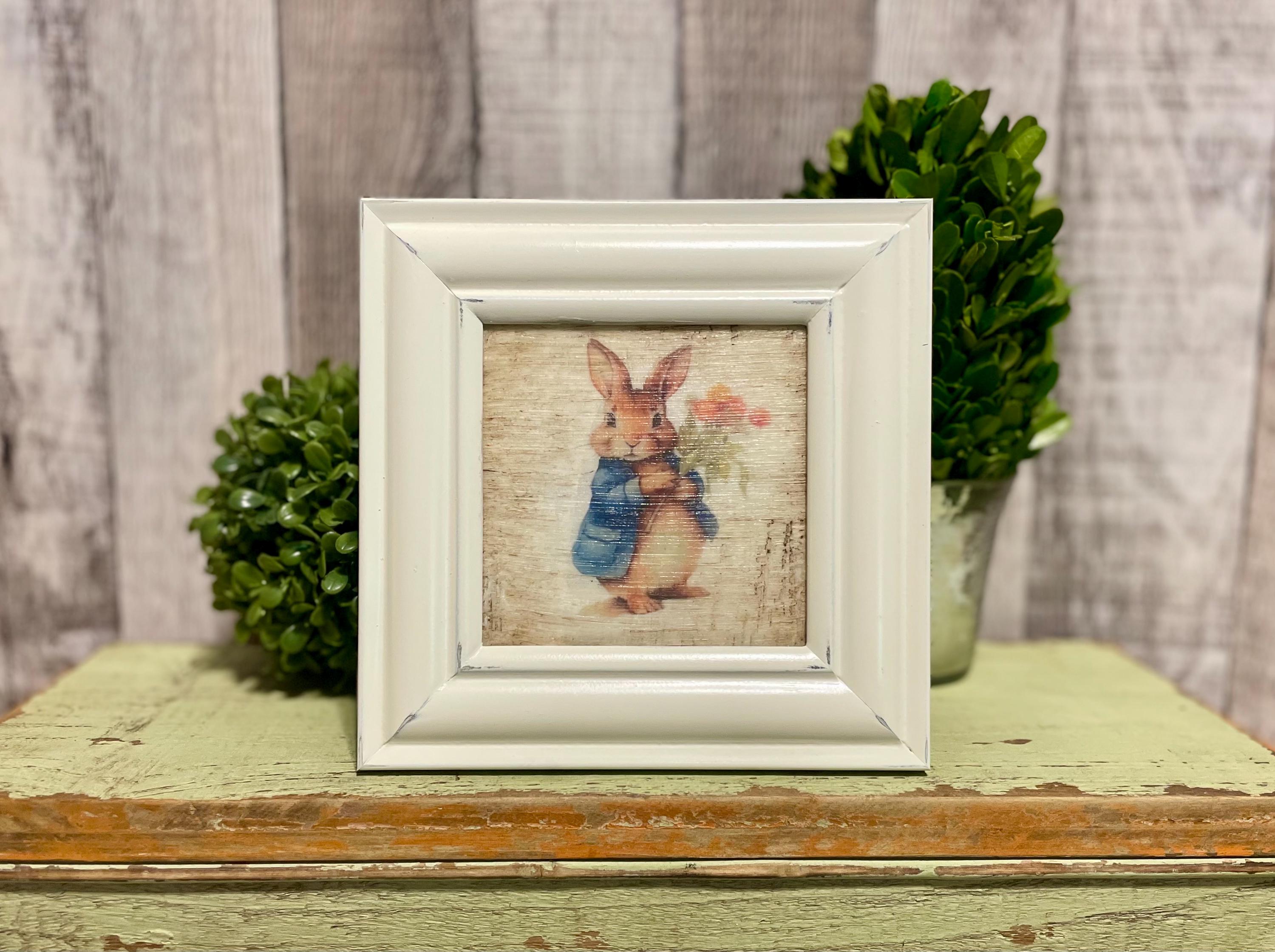 Spring Decorating Rabbit Tray Home Decore, Rustic Bunny Vintage Easter ...