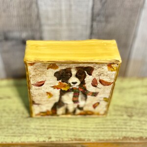 Fall Dog Aussie Beeswax Canvas, Autumn Dog Lovers Tray Decor, Rustic ...