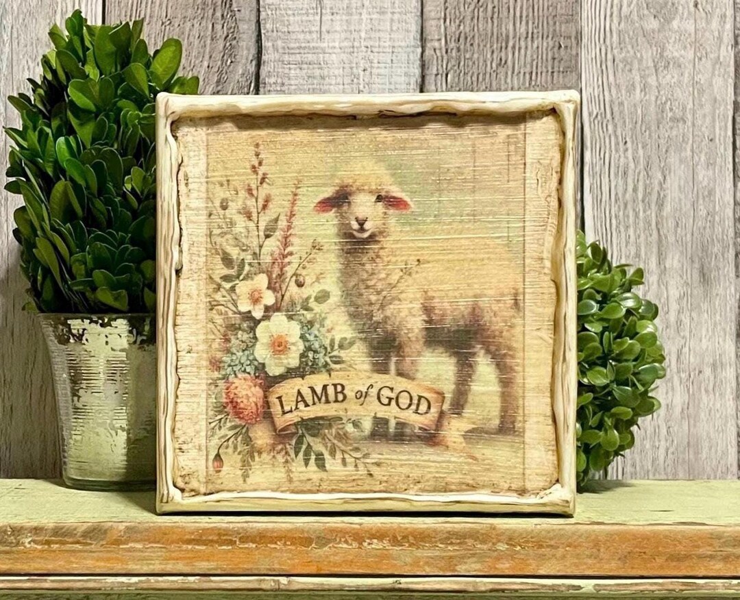 Inspirational Christian Lamb of God Tabletop Tray Styling, Vintage ...