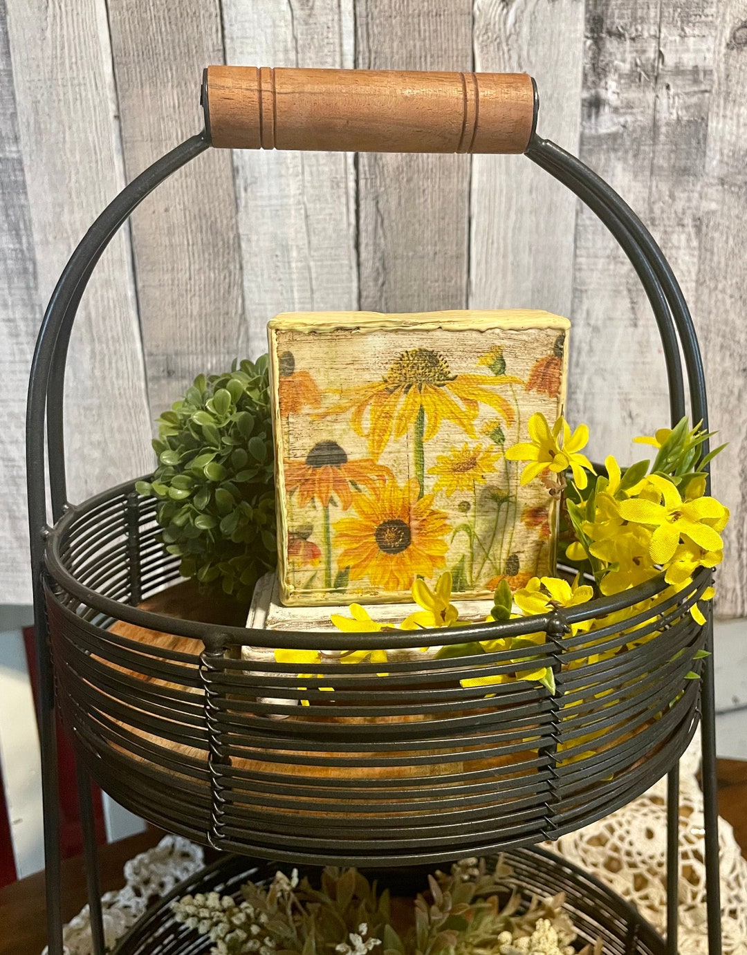 Cottage Garden Fall Tier Tray Decor, Vintage Wildflower Charm ...