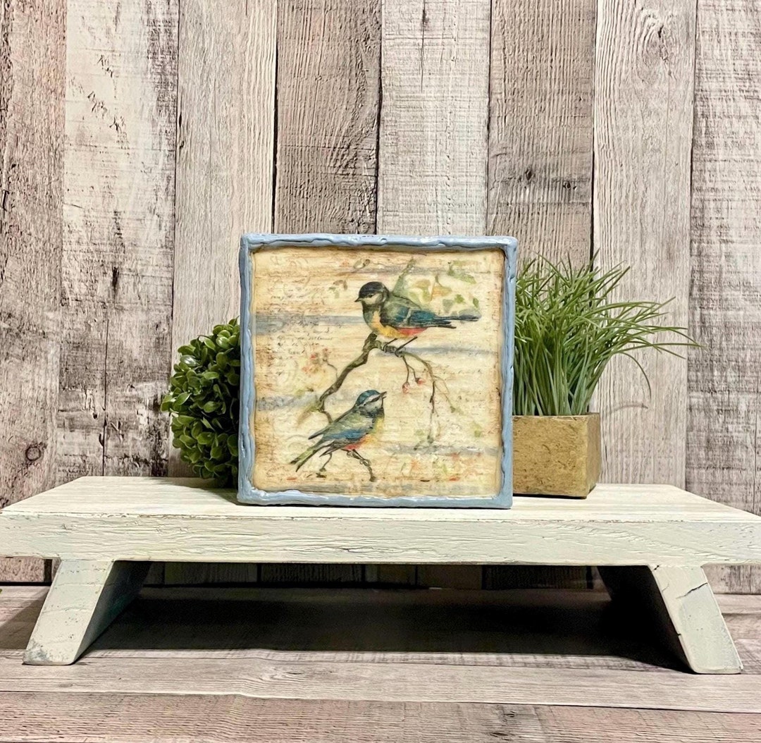 Spring Bluebird Pair Bird Lovers Gift, Cottage Vintage Spring Decor ...