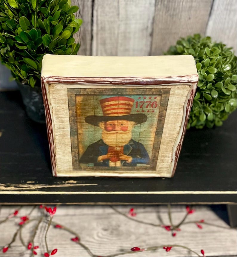 Primitive Uncle Sam Patriotic Art 1776 Patriotic Decor Rustic Americana ...