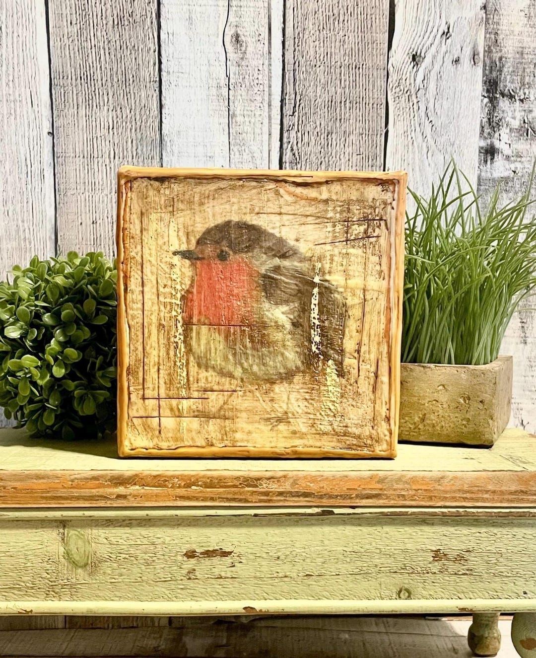Primitive Robin Themed Home Decor, Rustic Farmhouse Spring Decoration ...
