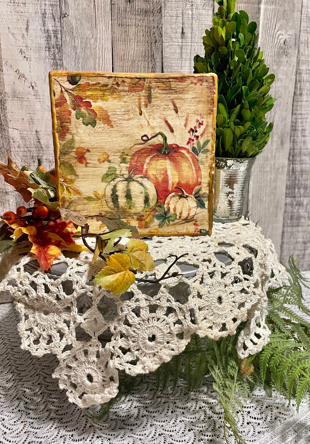 Fall Decorating, Fall Home Decore Pumpkin Canvas Fall Tier Tray ...