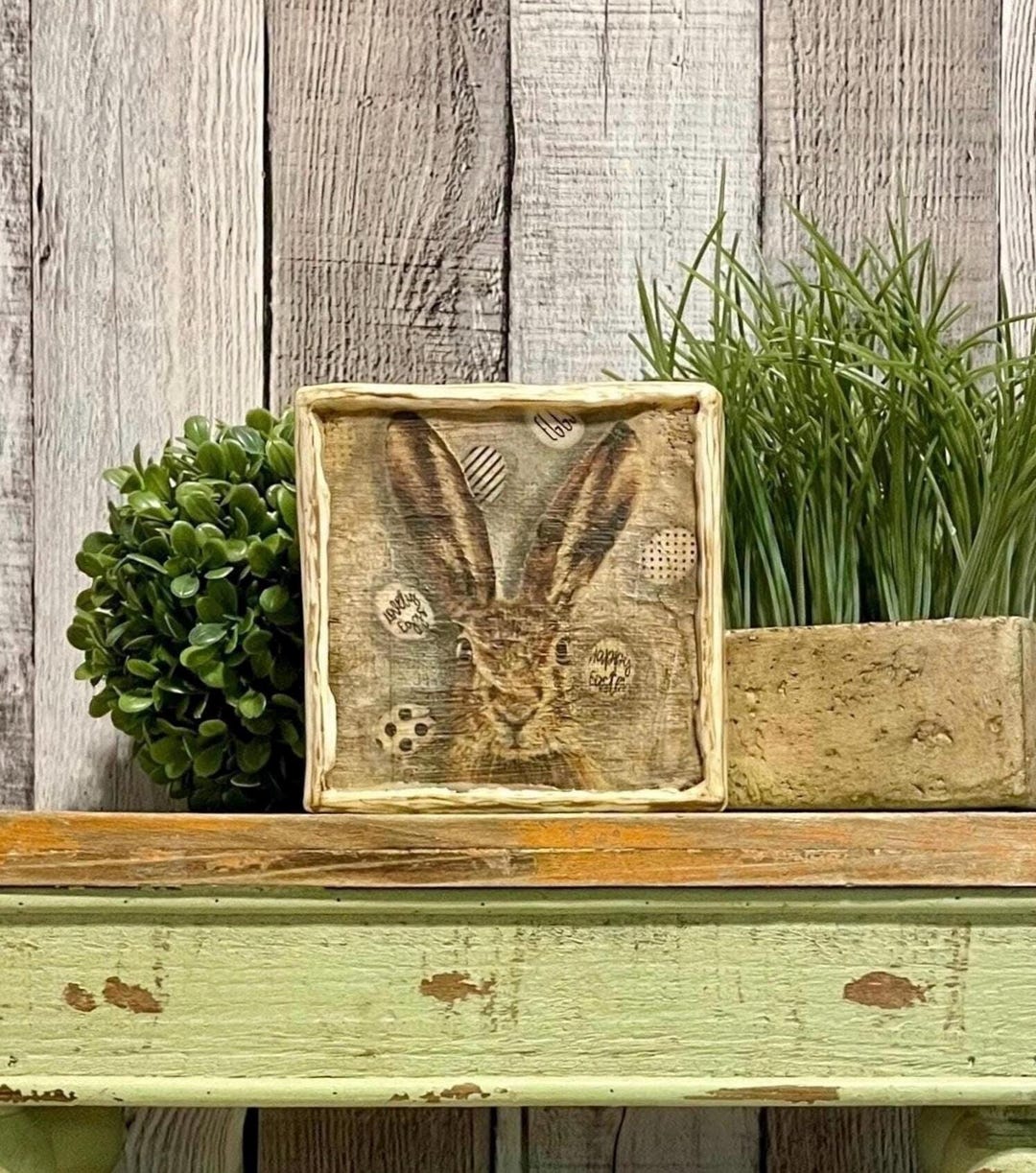 Primitive Bunny Spring Decor Easter Tray Styling, Rustic Country Rabbit ...