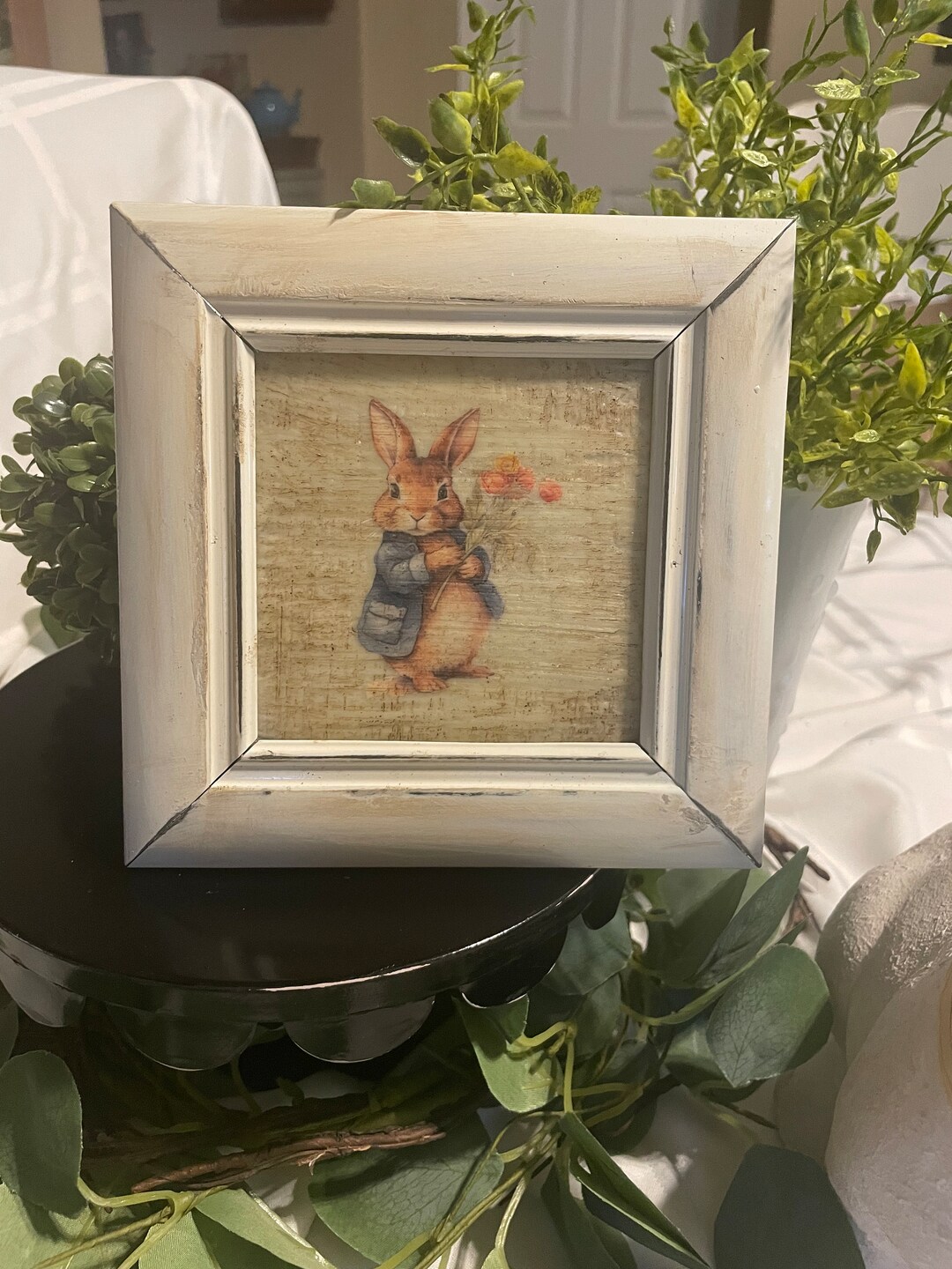 Spring Tiered Tray Vintage Rabbit Easter Tier Tray Decor Cottage ...