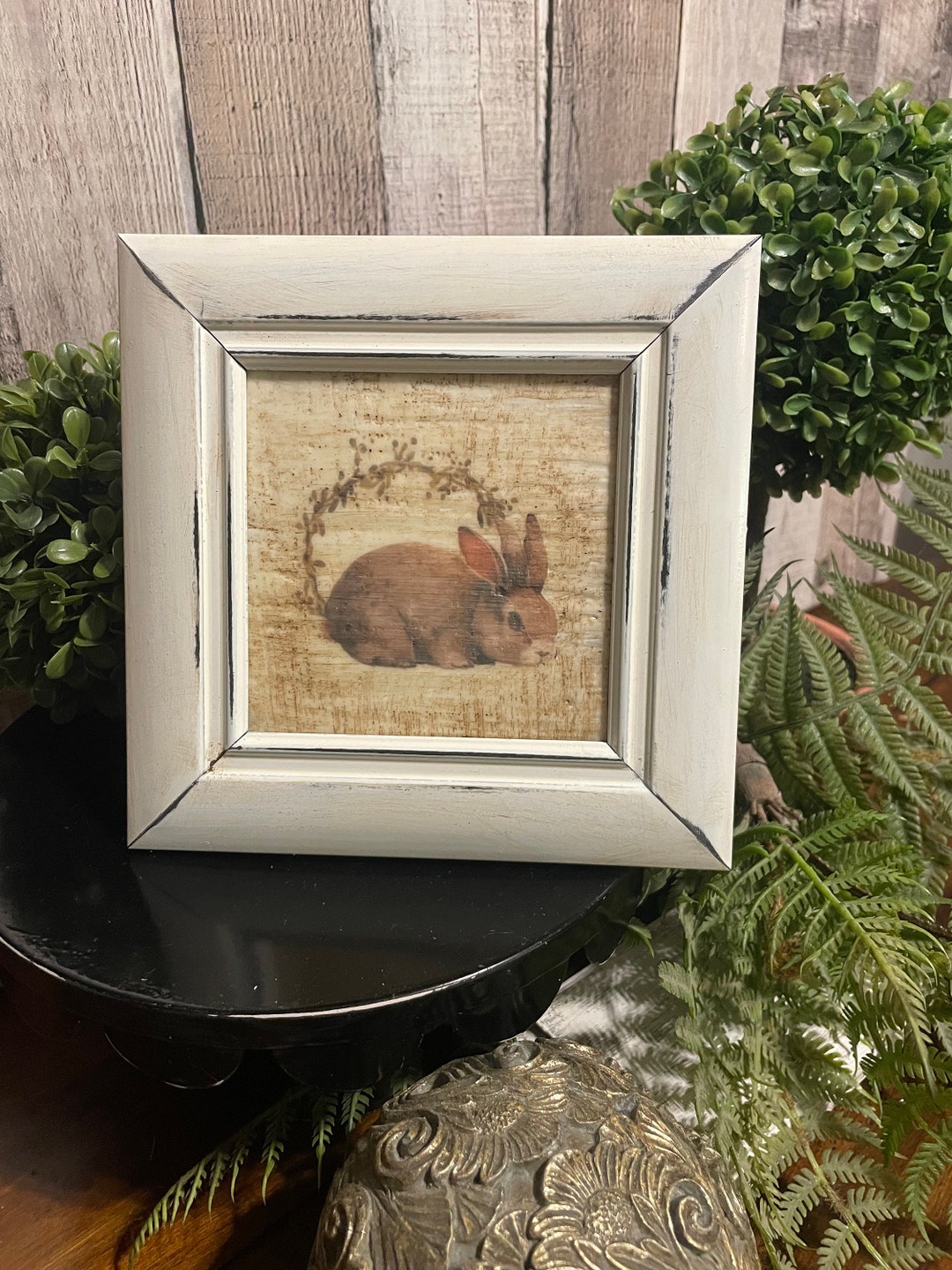 Vintage Bunny Farmhouse Tier Tray Decor, Rabbit Folk Art, Farmhouse ...